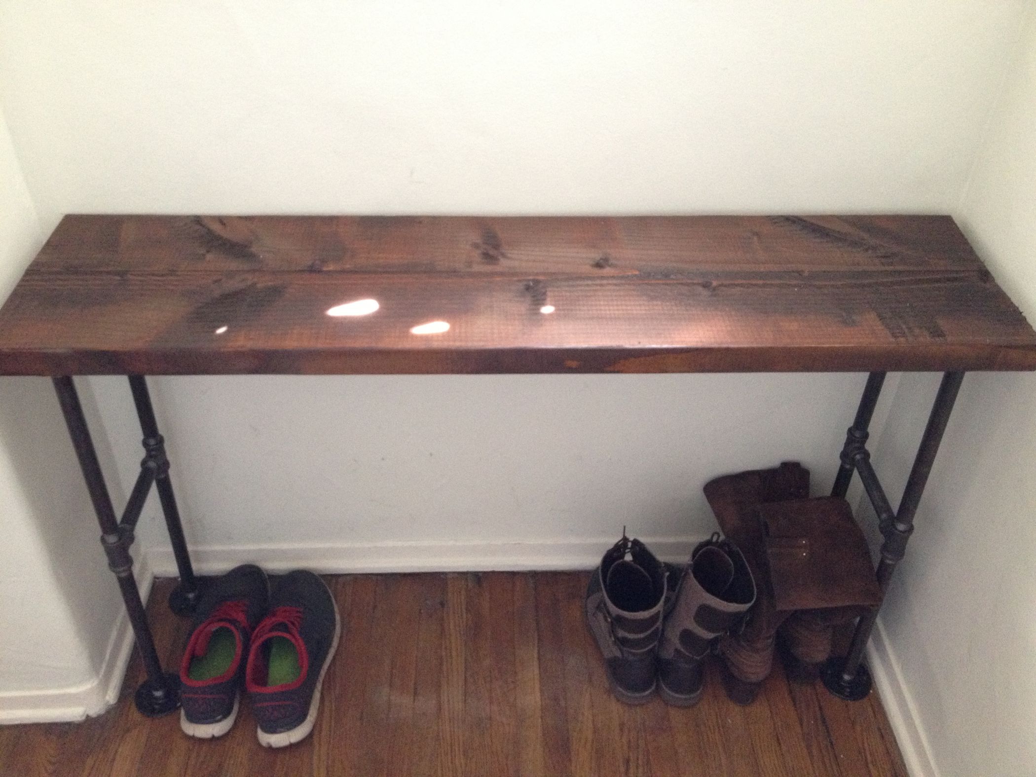 Easy Modern Black Iron Pipe Bench / Entryway Table (with Pictures ...