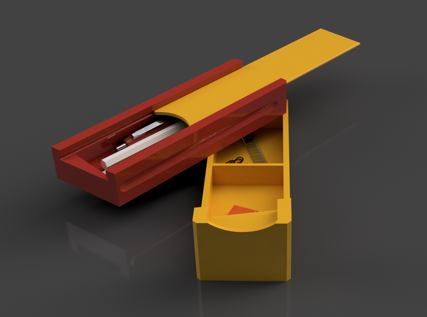 Pencil Box - Two Levels - Sliding Cover Lock - 3D Printed : 3 Steps ...
