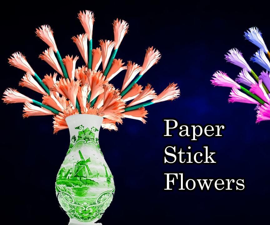 Paper Stick Flowers : 6 Steps - Instructables