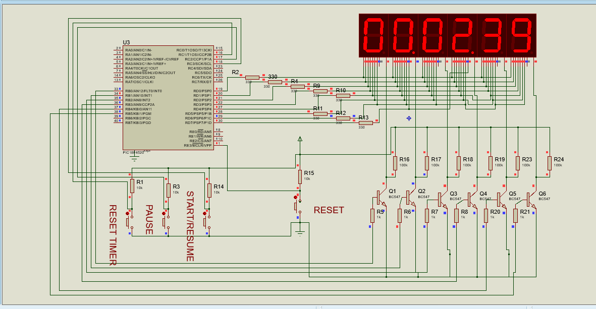 Stopwatch Using Pic18f4520 in Proteus With 7 Segment : 6 Steps - Instructables
