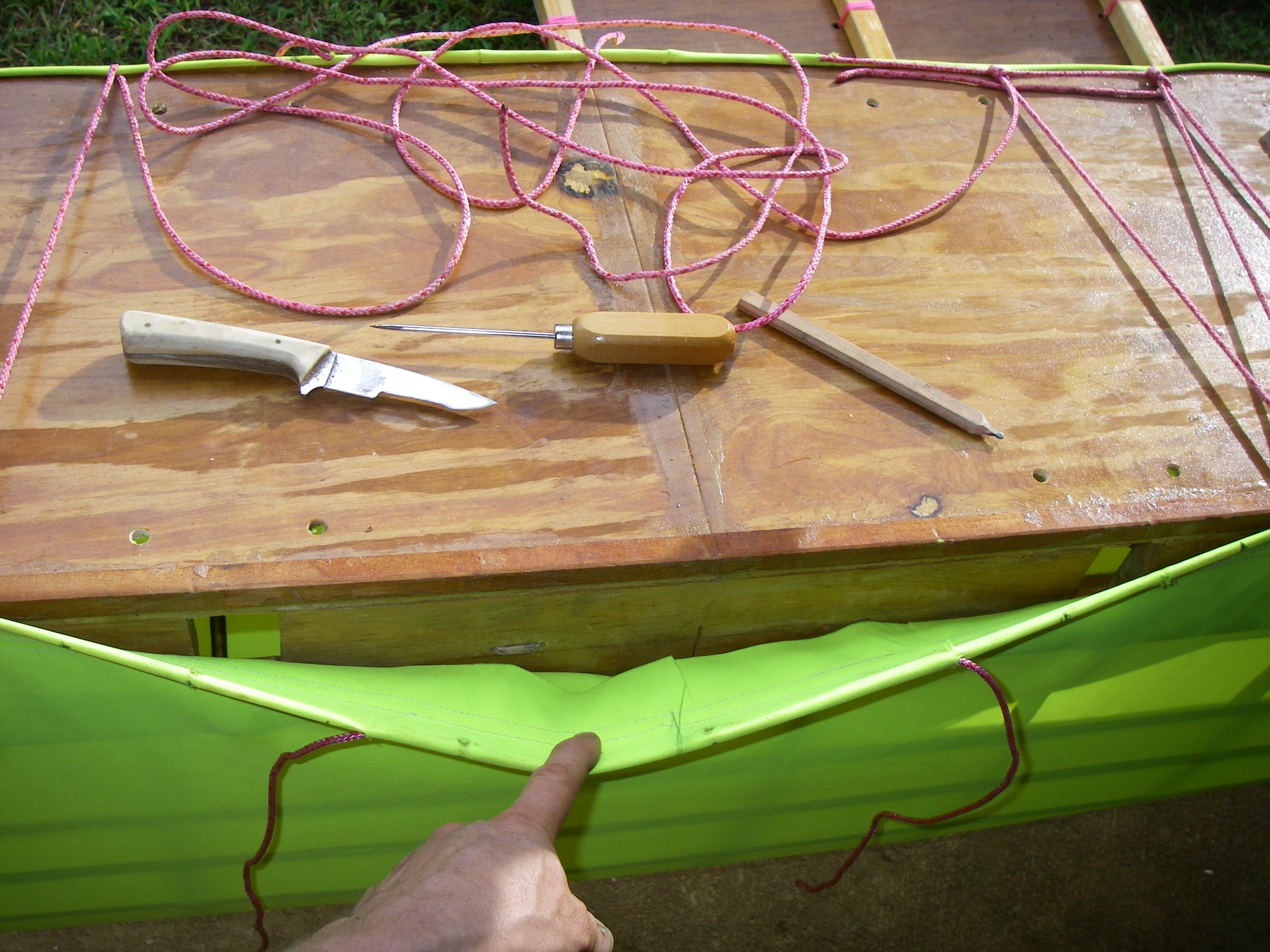 Sailing Canoe Chapter 7: Sew a Skin Over the Hull Skeleton and Seal It ...