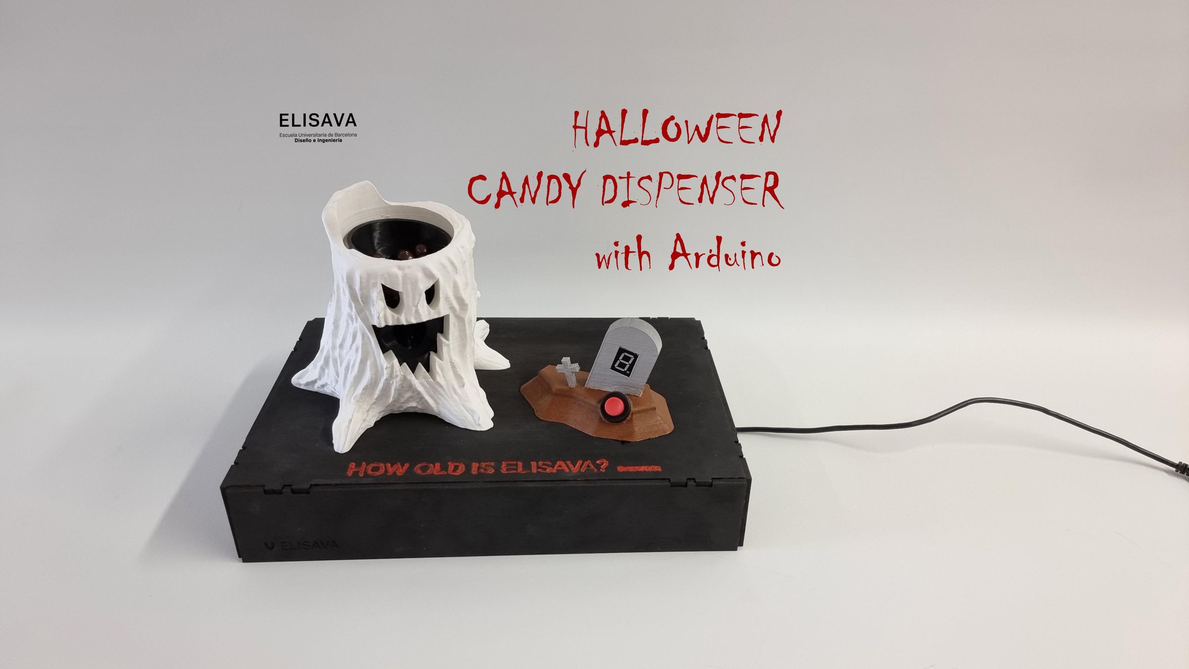 HALLOWEEN DIY CANDY DISPENSER WITH RIDDLE, 7-SEGMENTS & PUSHBUTTON, ARDUINO & 3D PRINTED ...