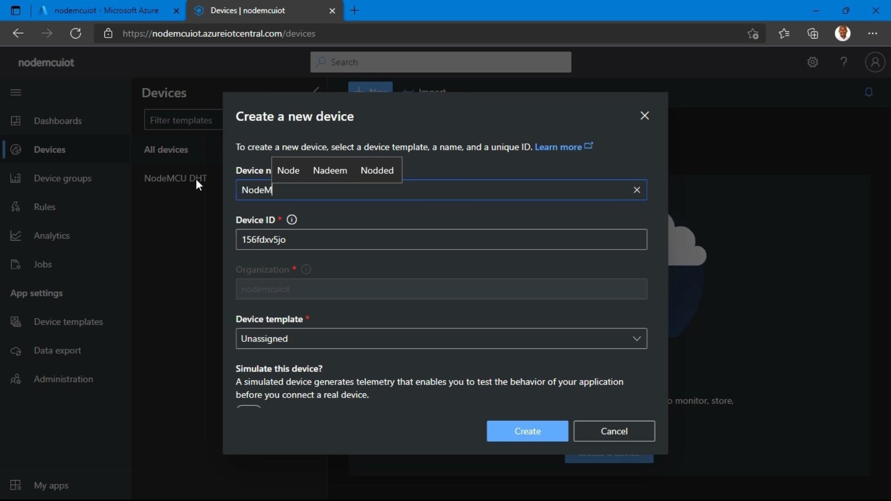 How To Send Data To Microsoft Azure Iot Central Using Nodemcu 9 Steps