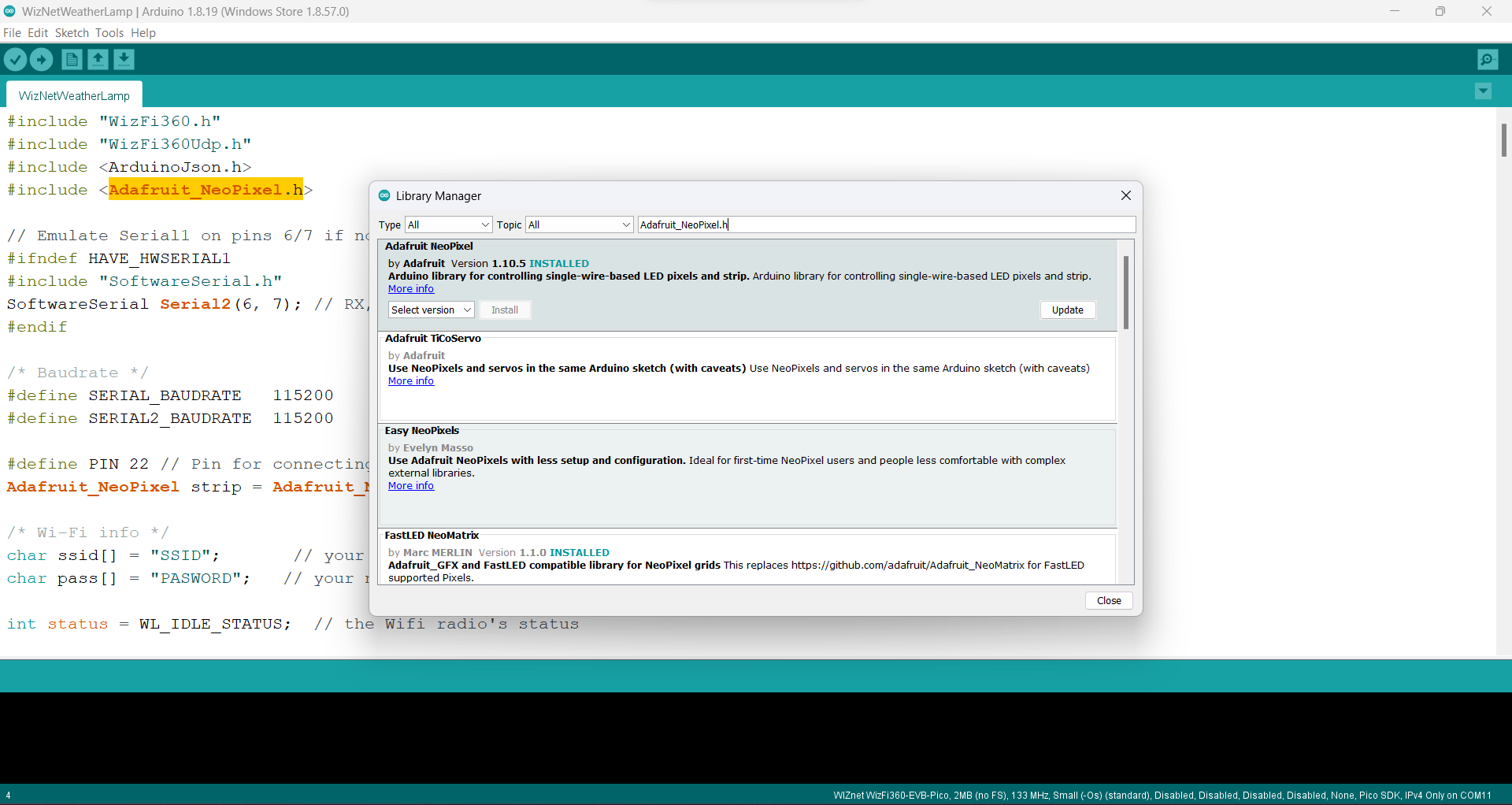 Build a Weather Lamp with WizFi360 and WS2812B LEDs - DFRobot Maker ...