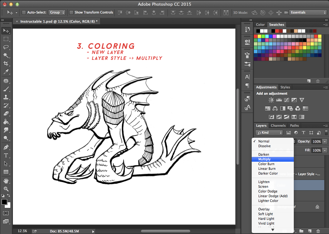 Coloring, Shading, and Effects in Photoshop : 9 Steps (with Pictures ...