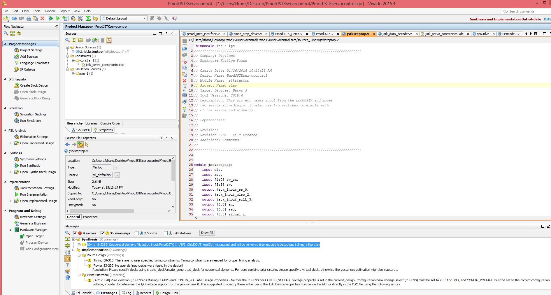 Using a Joystick to Control Stepper Motors With an FPGA : 5 Steps ...