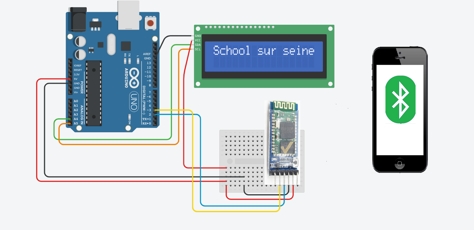 Arduino UNO + Module Bluetooth HC-05 + LCD 16x2 I2C : 4 Steps ...