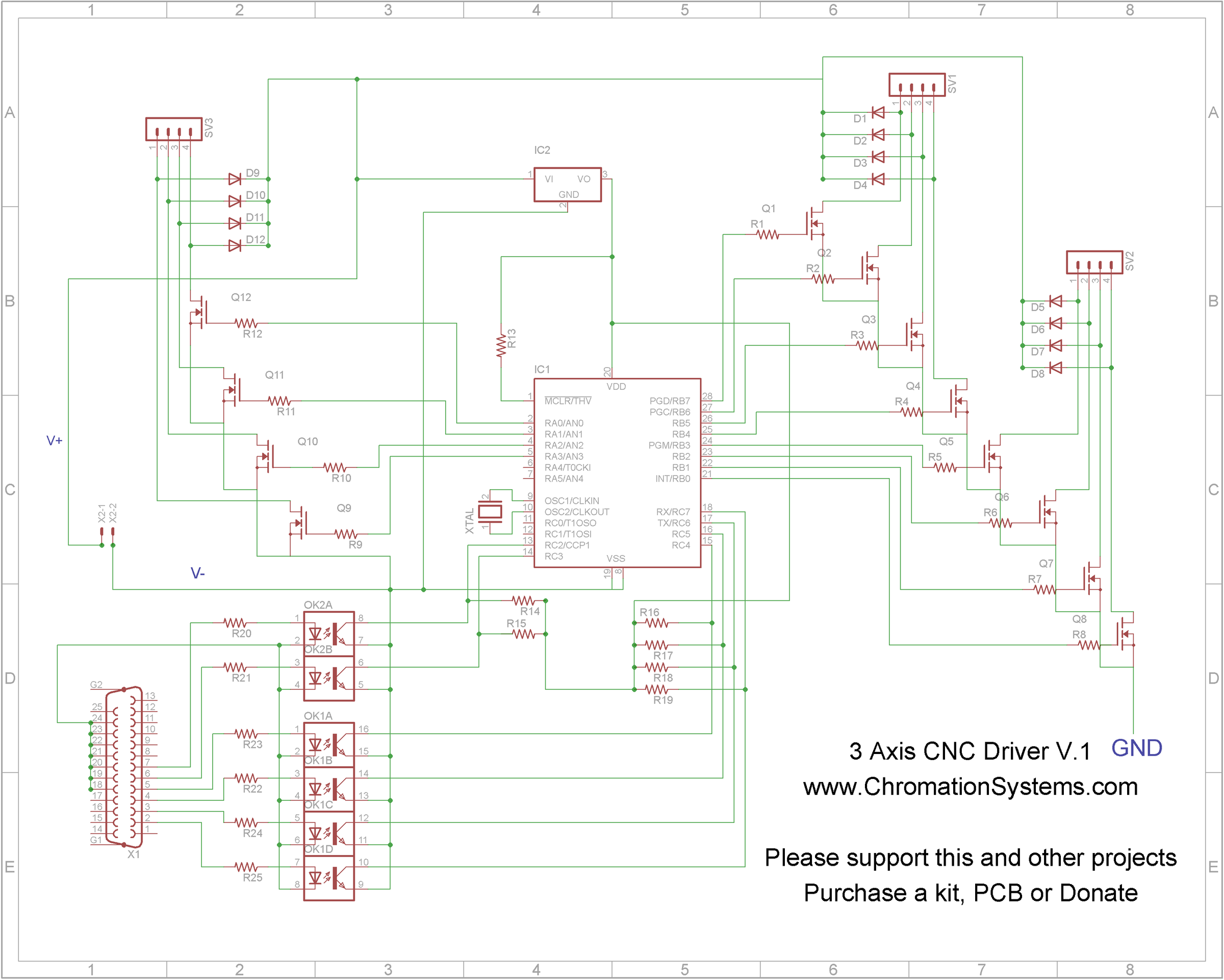 Parallel Port 3 Axis CNC Driver, Opto-Isolated, Unipolar Steppers : 12 ...