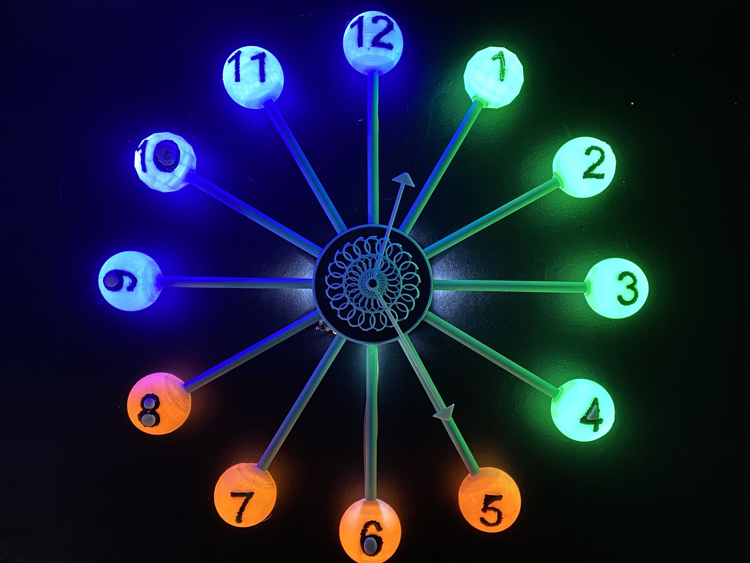 3D Printed Wall Clock With Kinetic Art and LEDs : 10 Steps (with ...