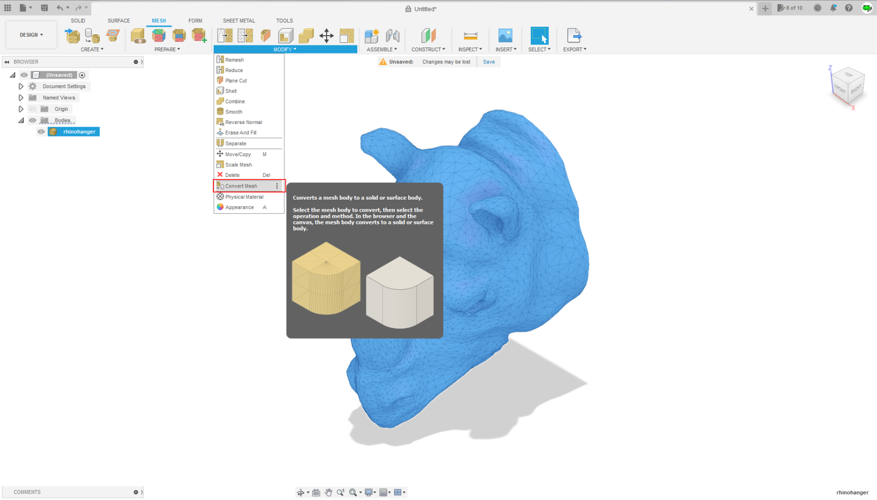 Large STL File Editting With FUSION 360 – Solid Workspace (part 1) : 6 ...