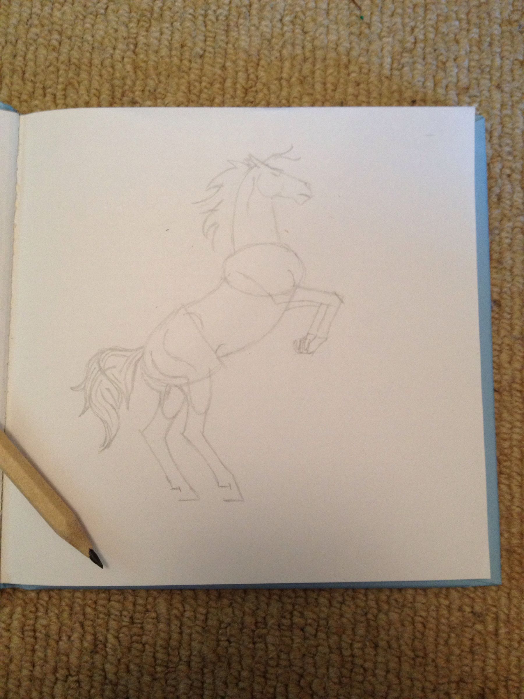 Simple Horse Rearing Drawing