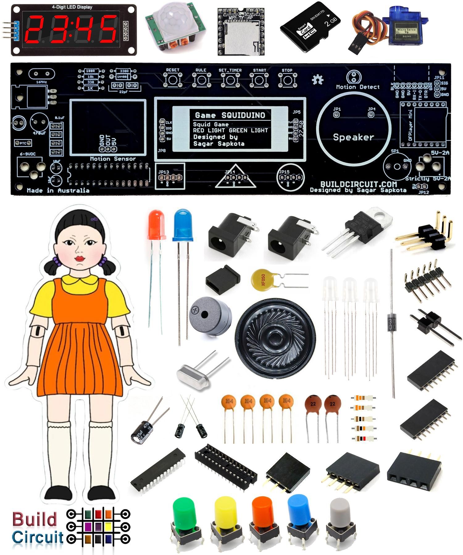 Squiduino- Arduino Based Squid Game RED LIGHT GREEN LIGHT Project : 5 ...