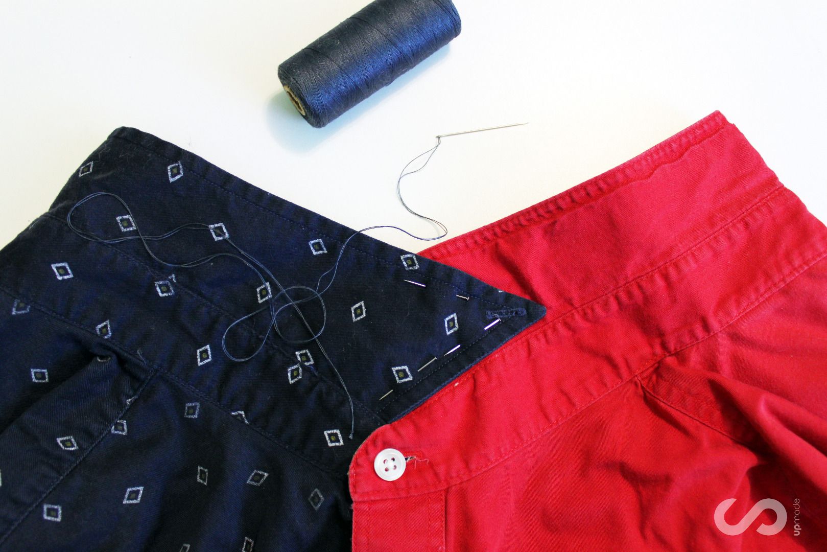 DIY Upcycled Skirt From 2 Men's Shirts - No Waste Tutorial by Upmade ...
