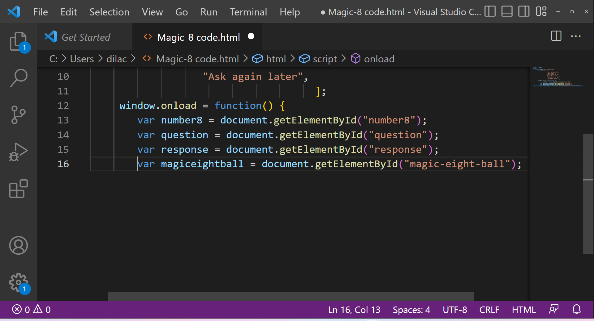 How to Format Basic HTML Magic 8-Ball Program Instruction Set : 12 ...