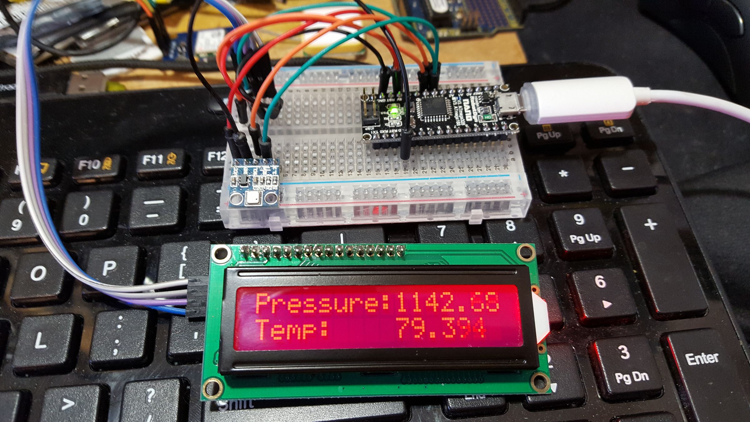 Arduino Nano: BMP180 Barometric Pressure and Temperature I2C 2 X 16 LCD ...