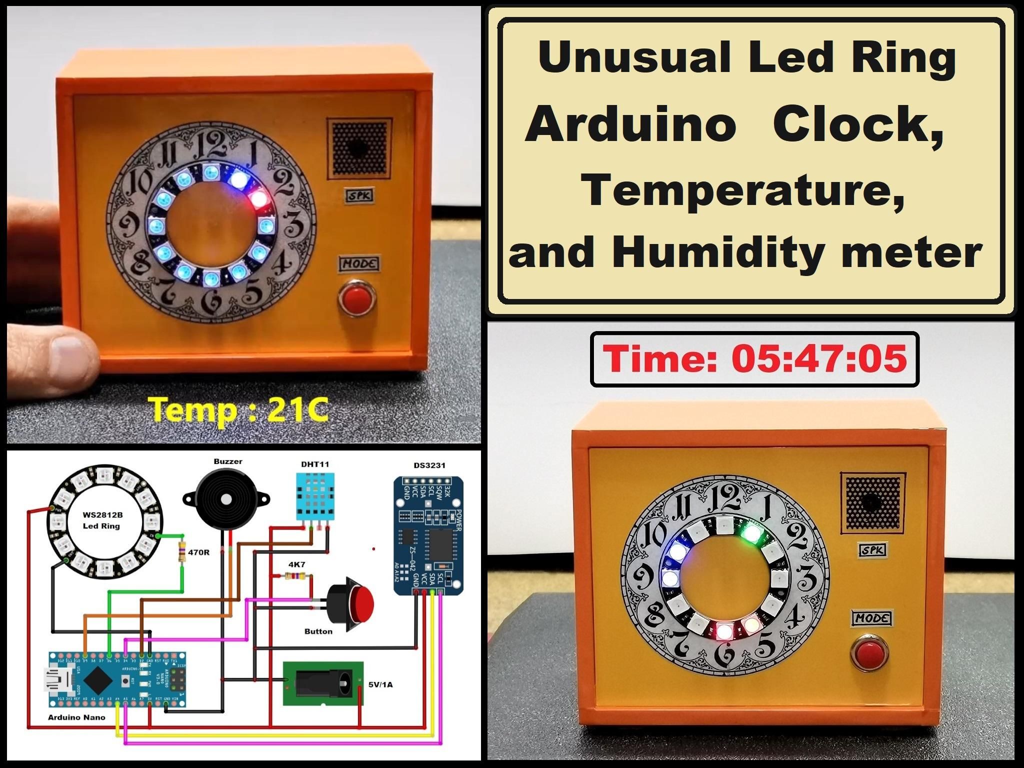 Unusual Led Ring Arduino Clock, Temperature, and Humidity Meter : 4 ...
