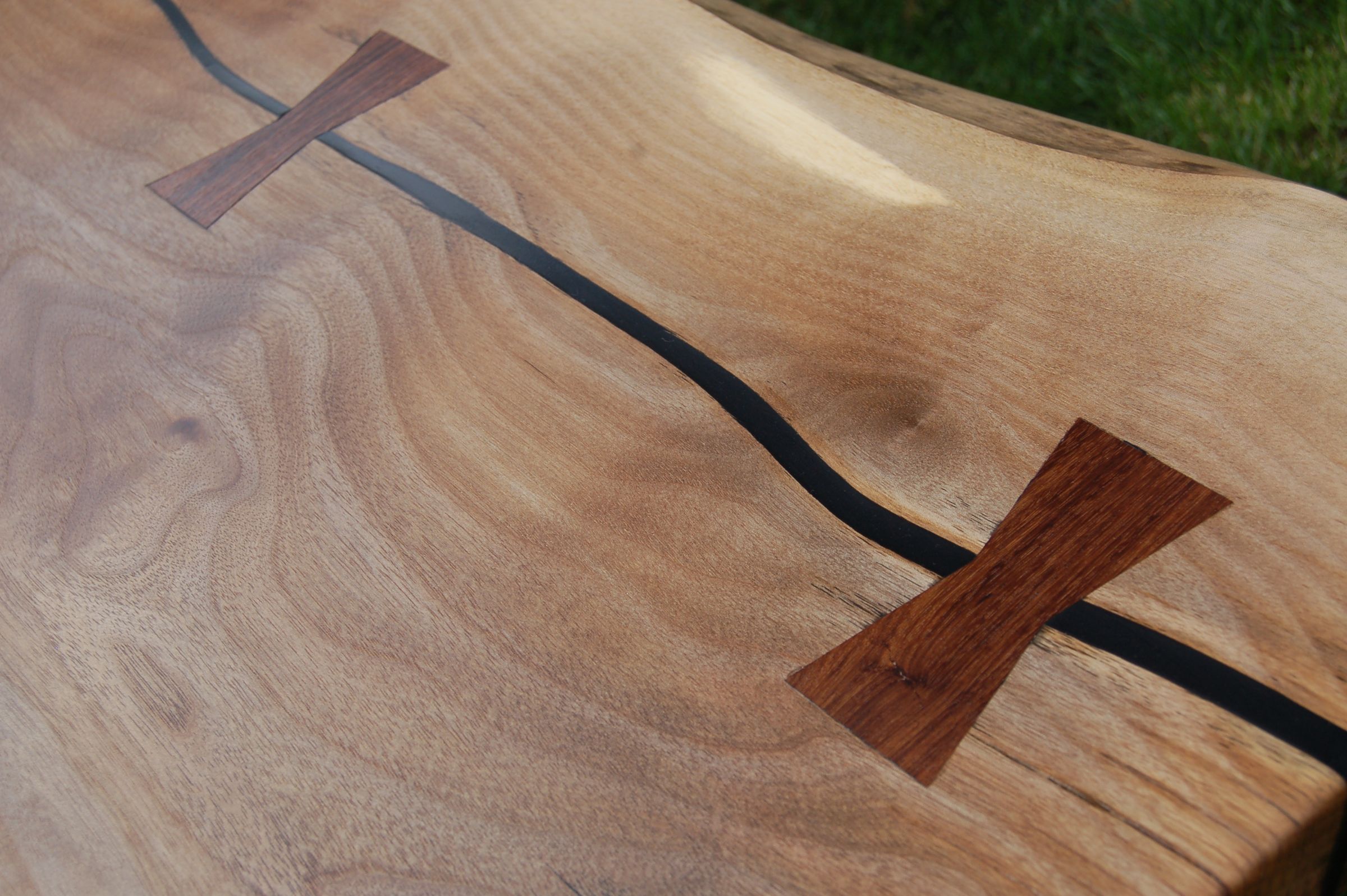 Black Walnut Slab and Black Epoxy Coffee Table (with Cocobolo Bowties ...