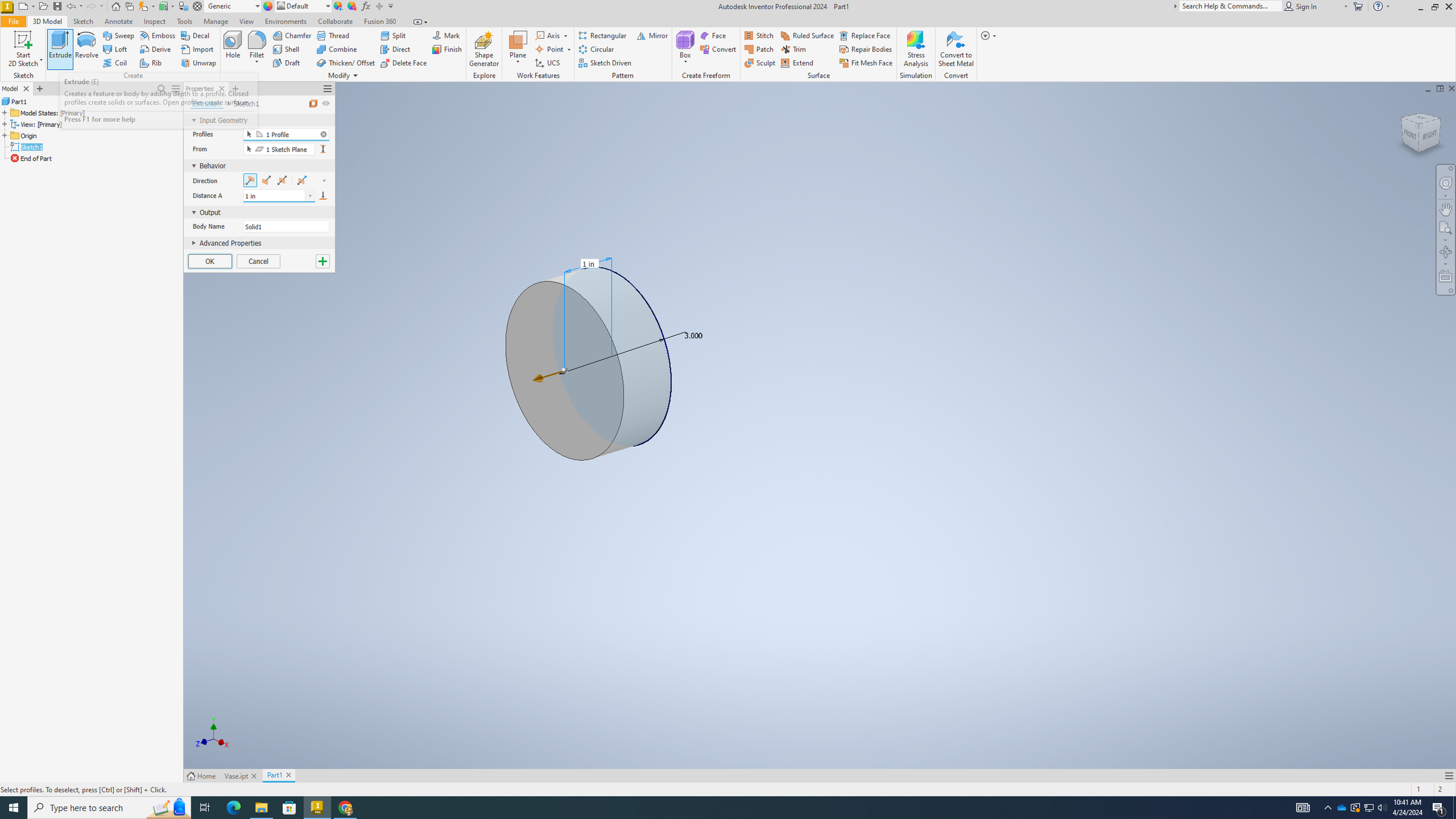 Simpe Vase for Flowers Made With Autodesk Inventor : 12 Steps - Instructables