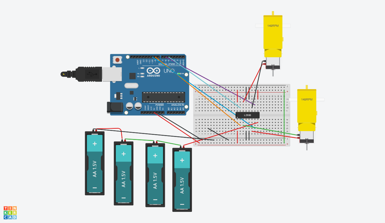 Using a H Bridge(293D) to Drive 2 Geared Hobby Motors Ans Arduino ...