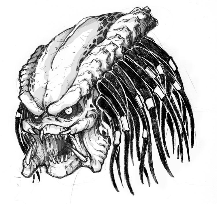 Predator Helmets Pencil Drawings Yautja Predator By ChrisOzFulton On