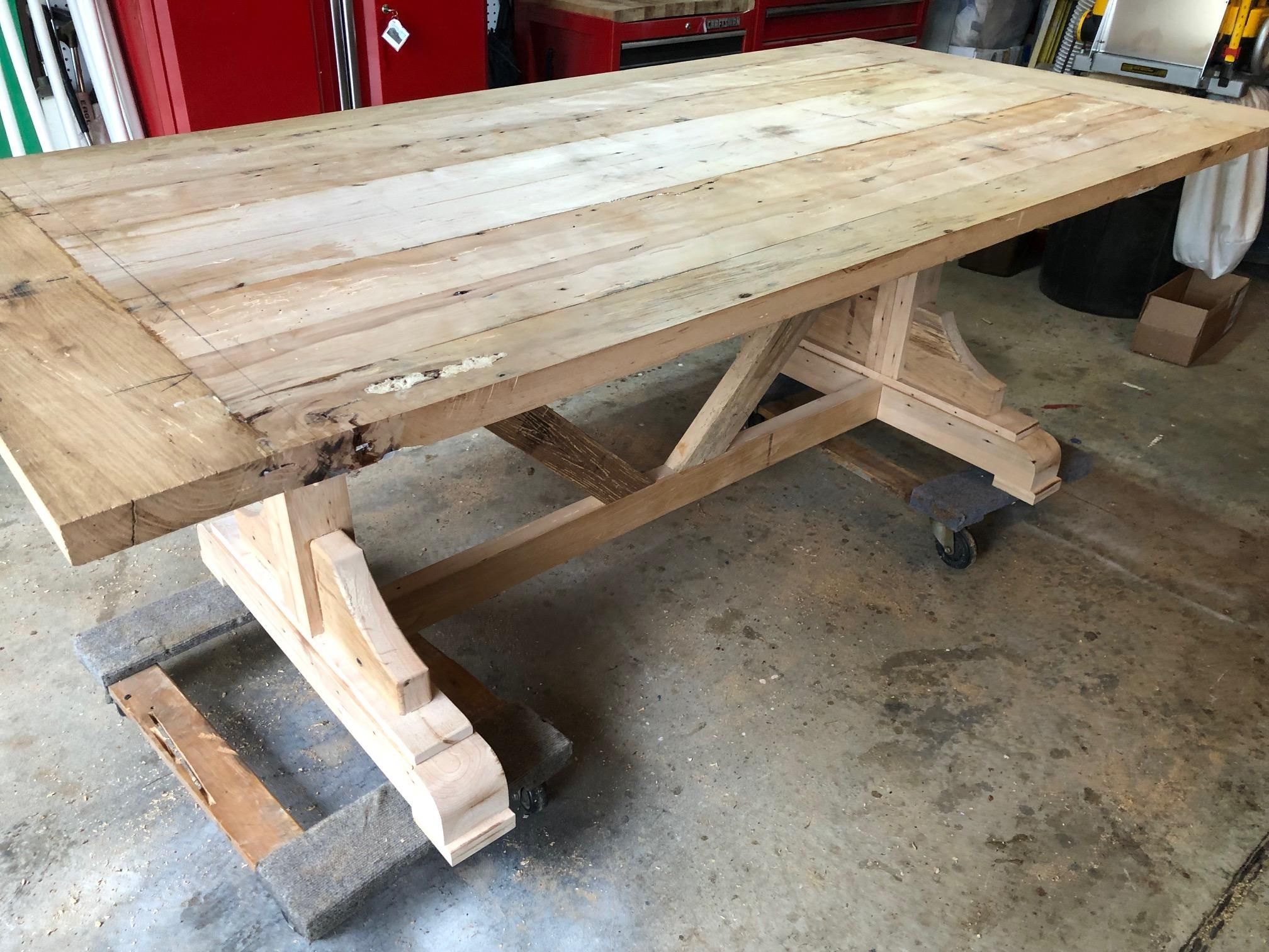 Reclaimed Barn Wood Trestle Table : 10 Steps (with Pictures ...