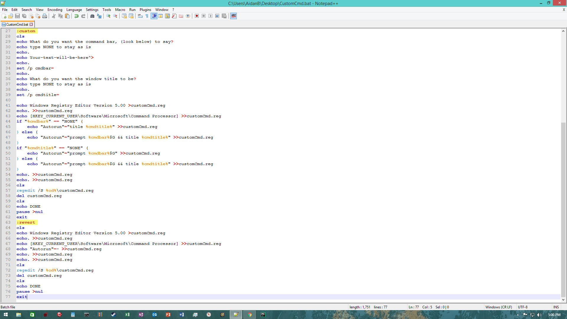 Code a CustomCmd Script for Windows Command Prompt : 6 Steps ...