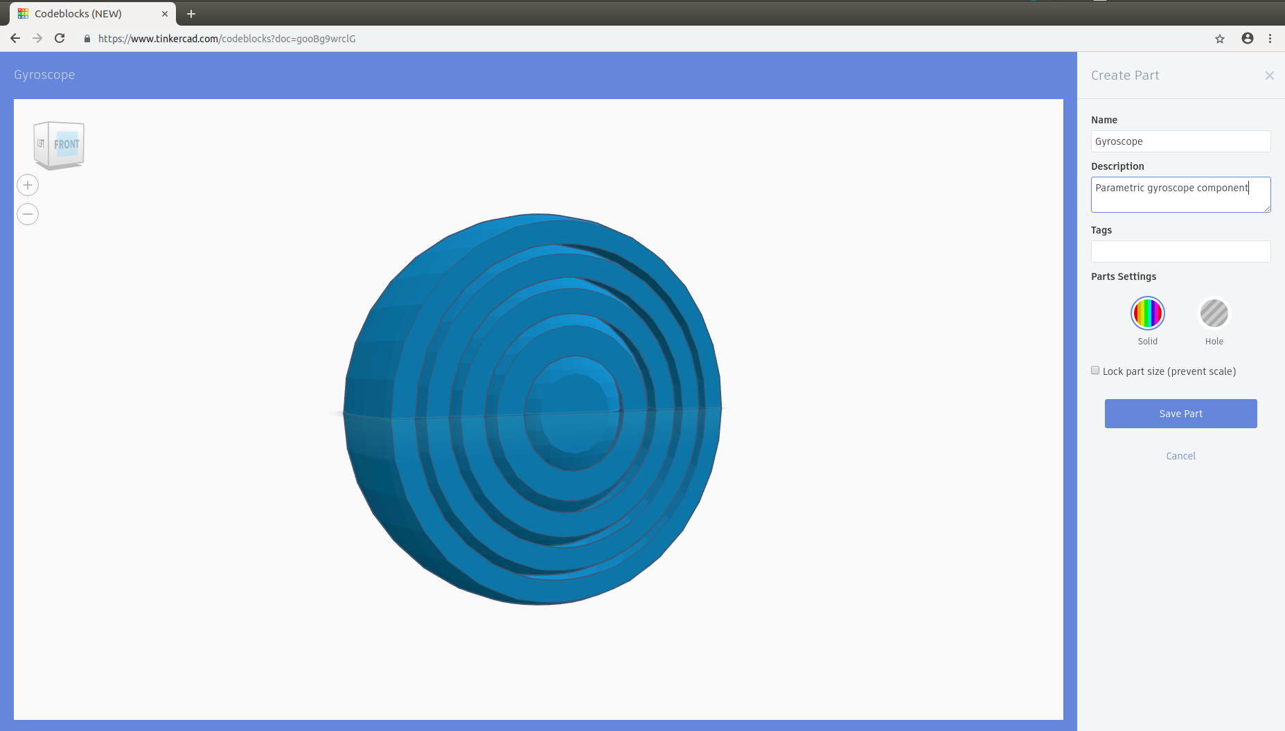 Parametric Gyroscope and Robot Made With Tinkercad Codeblocks : 5 Steps ...