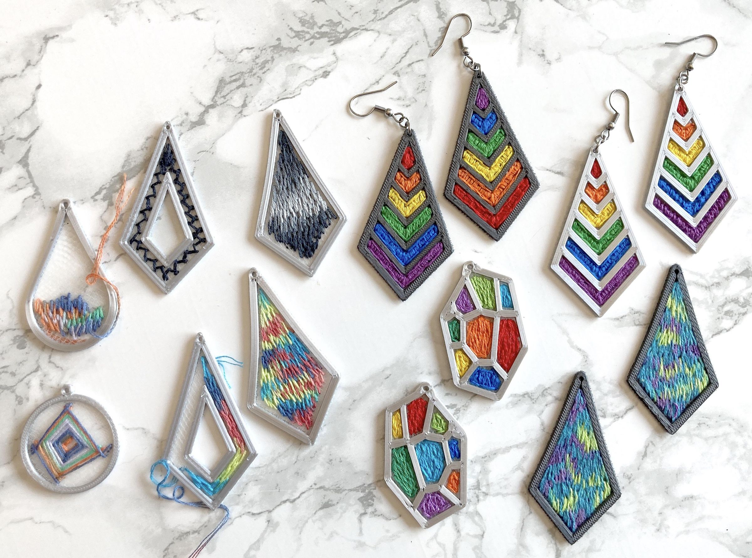Simple Embroidered Earrings With 3D Printed Frames : 4 Steps (with ...