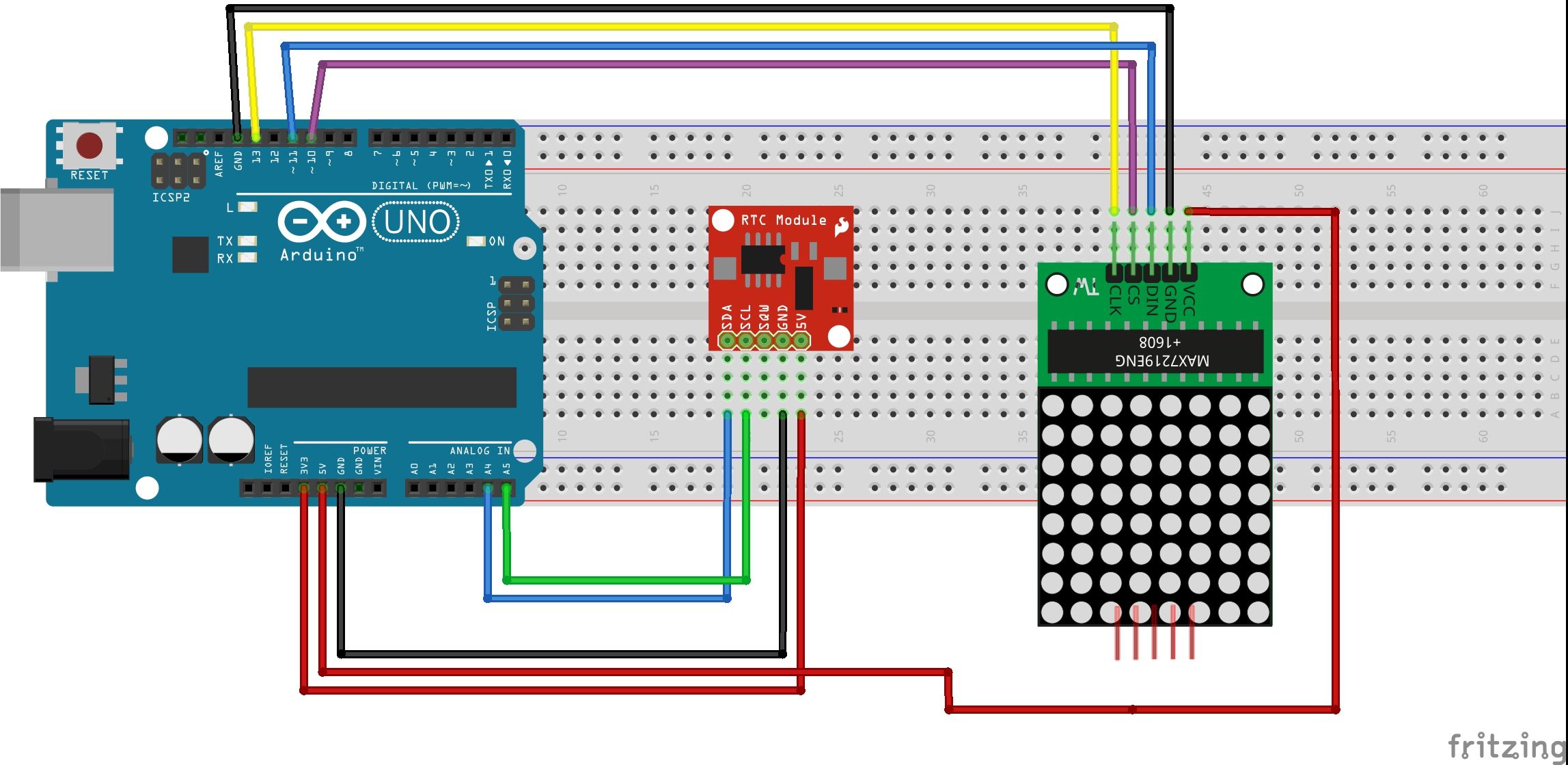 Digital Clock Using Arduino and Led Dot Matrix Display : 6 Steps ...