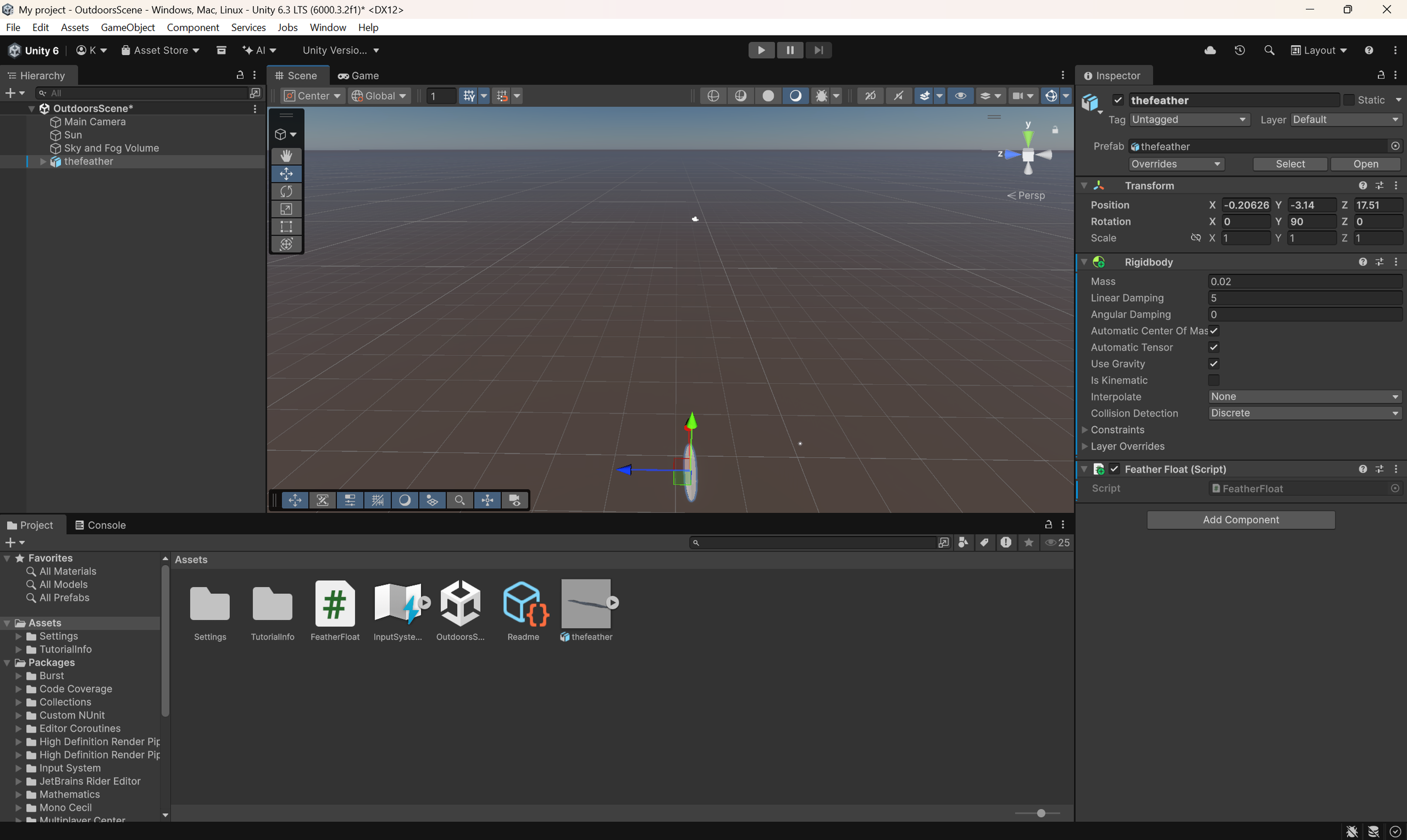 Floating Feather With Wind in Unity : 3 Steps - Instructables