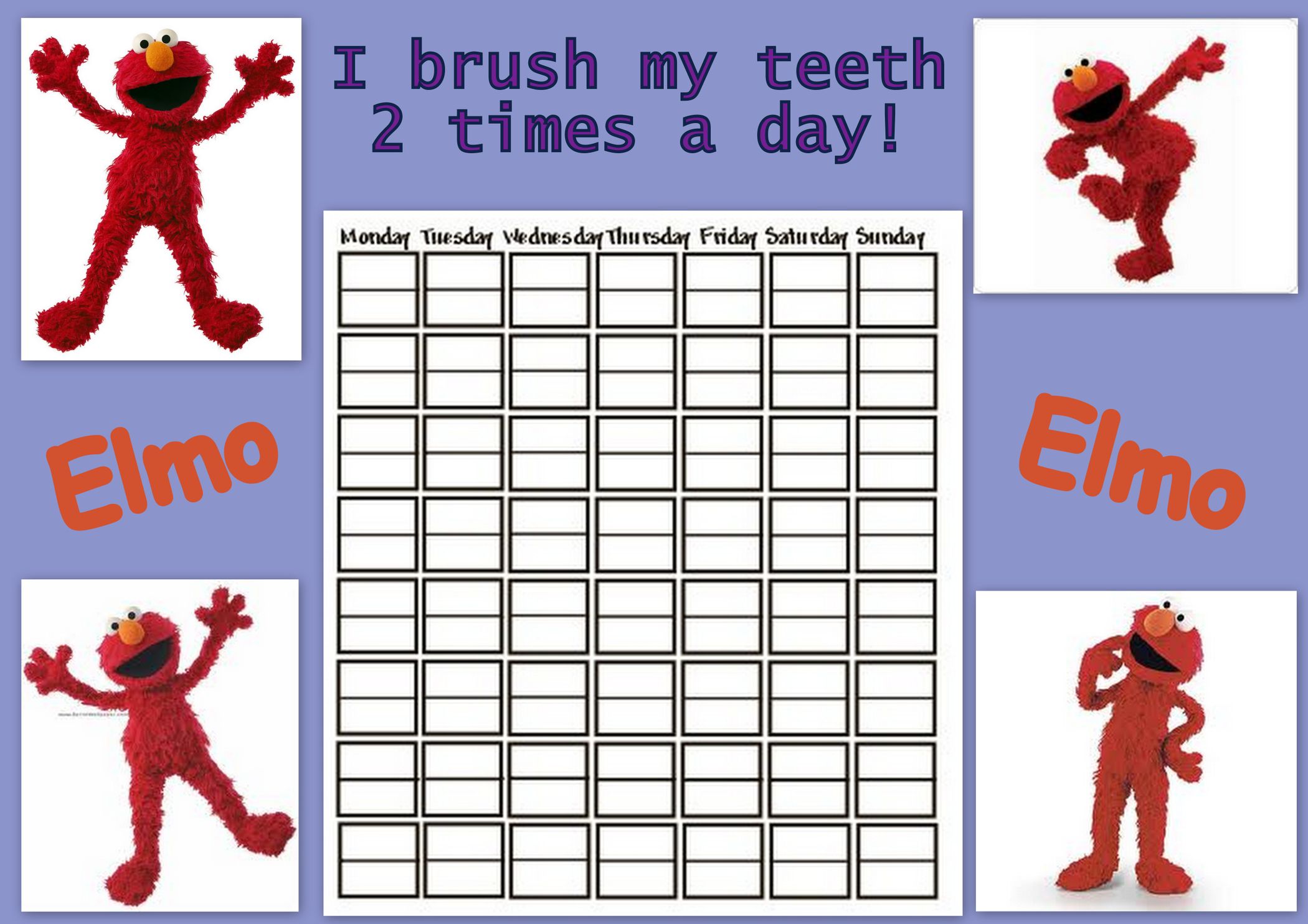 Elmo Tooth Brushing Sticker Reward Chart - Instructables