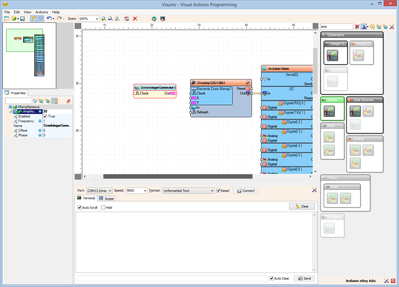 Arduino Nano: Bitmap Animation in SSD1306 I2C OLED Display With Visuino ...