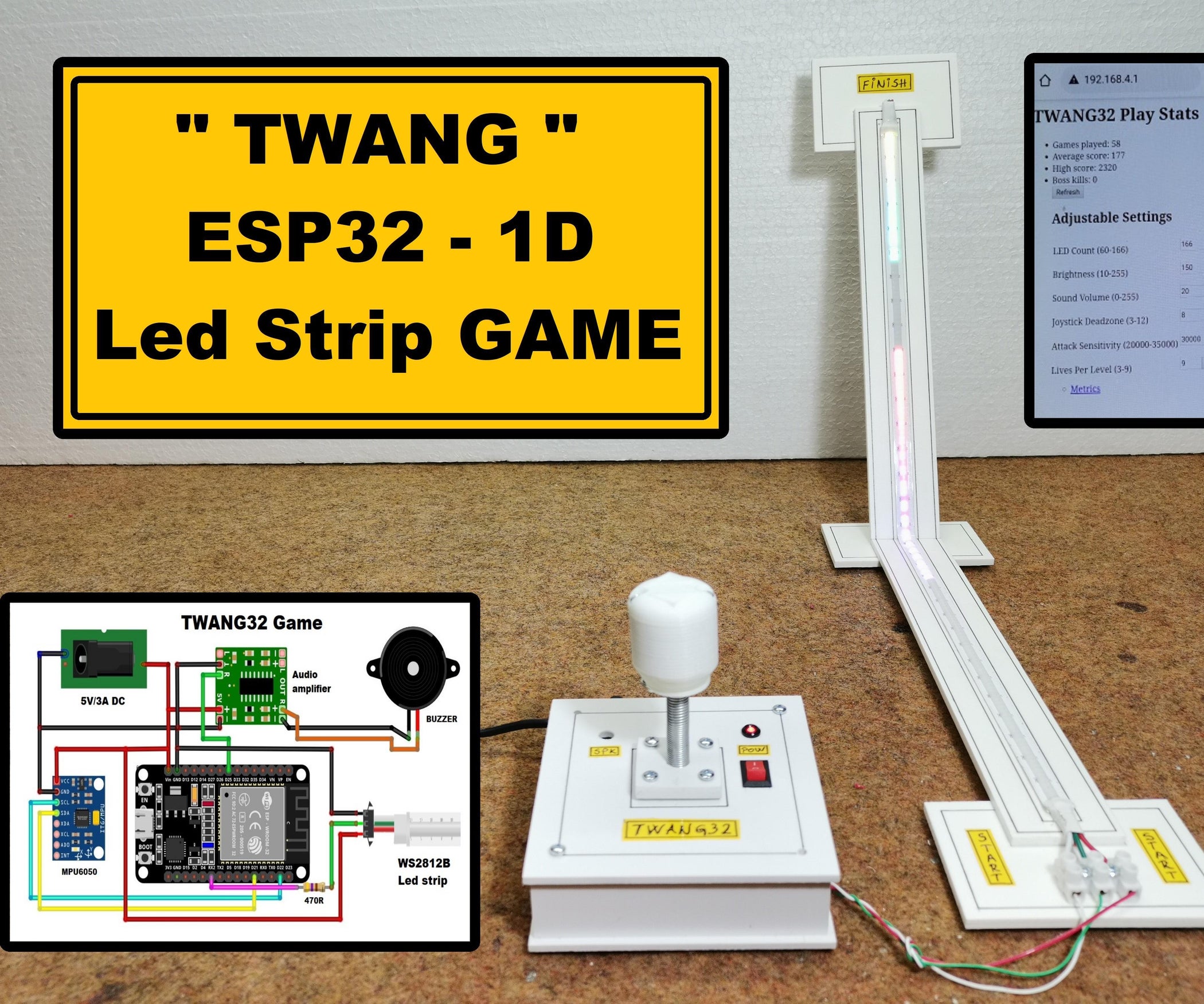 TWANG - ESP32 Led Strip 1D Game : 3 Steps - Instructables