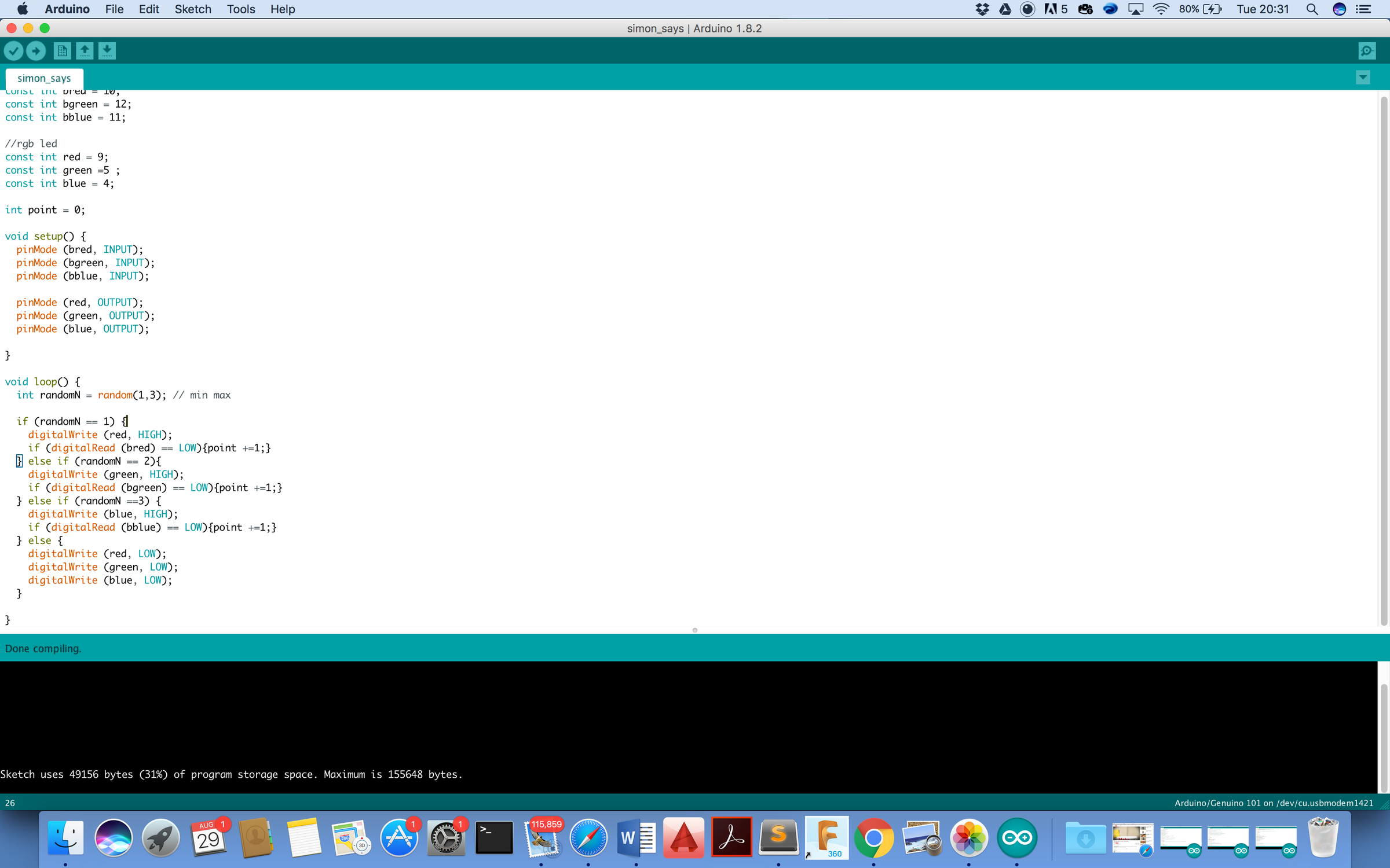 Simon Says Memory Game With Arduino : 4 Steps (with Pictures ...