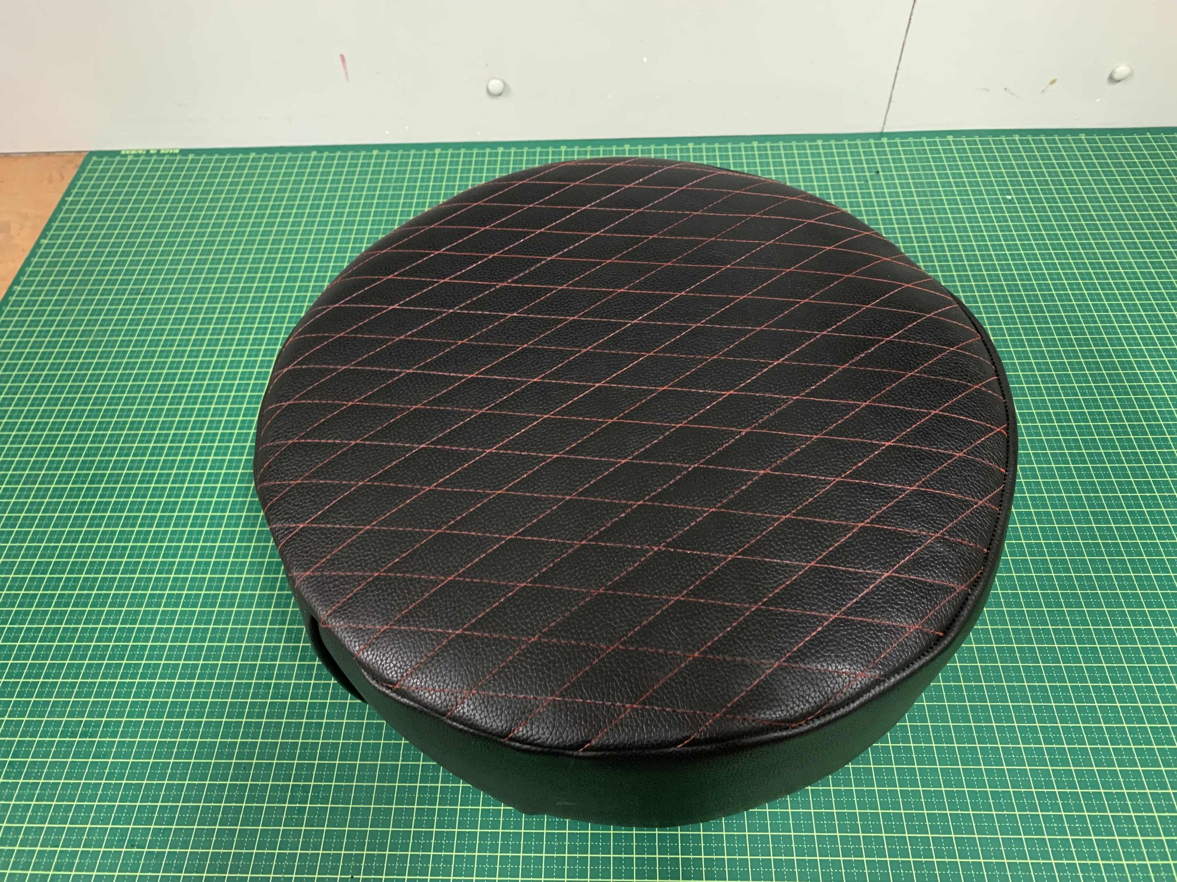 Leather Bar Stool Seat Cover With Diamond Stitching Pattern : 18 Steps ...