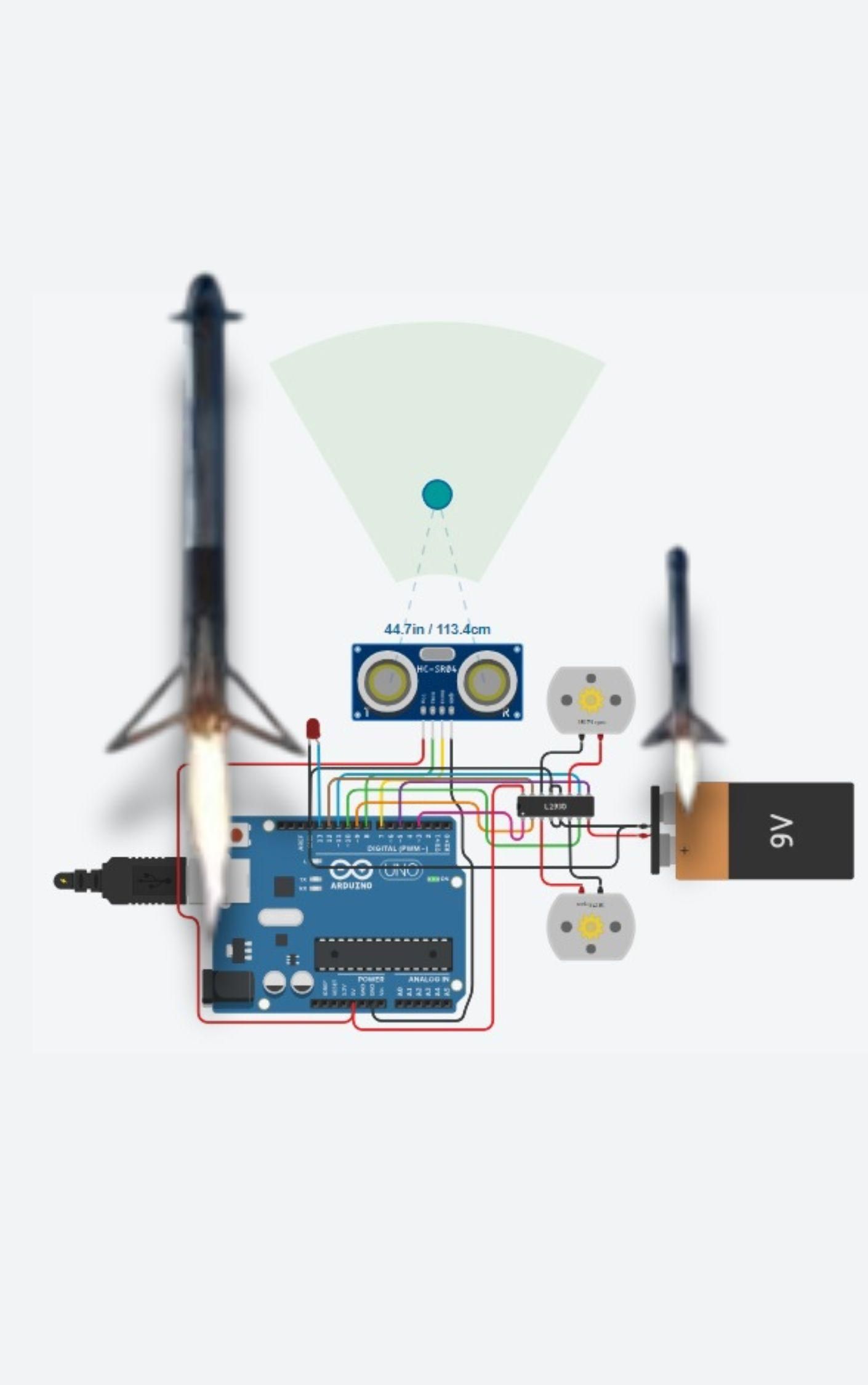 Arduino Controlled Landing Reusable Rocket - With Tinkercad Simulation ...