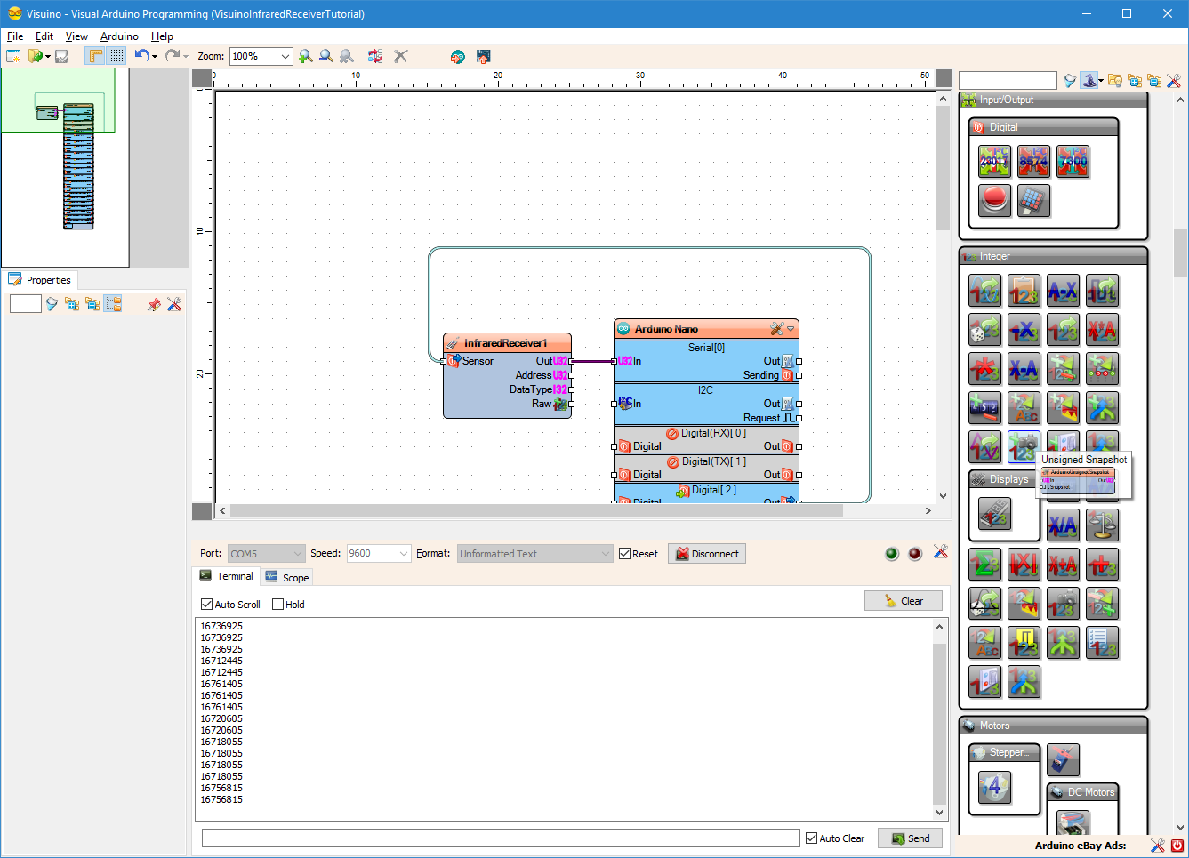 Arduino Nano and Visuino: Infrared Remote Control Receiver : 7 Steps ...