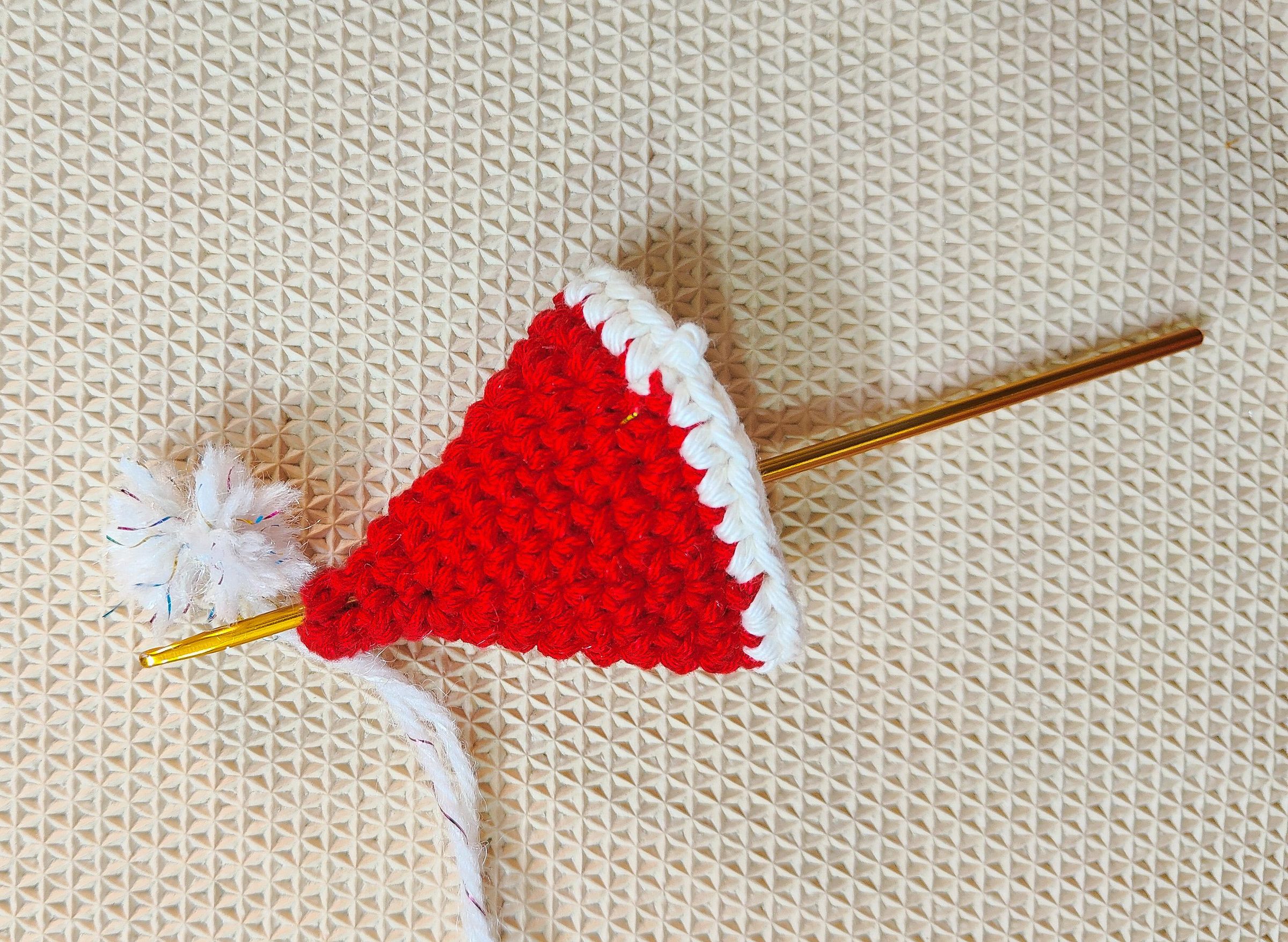 Crochet Mini Santa Hat Ornament With Single Crochets : 16 Steps (with ...