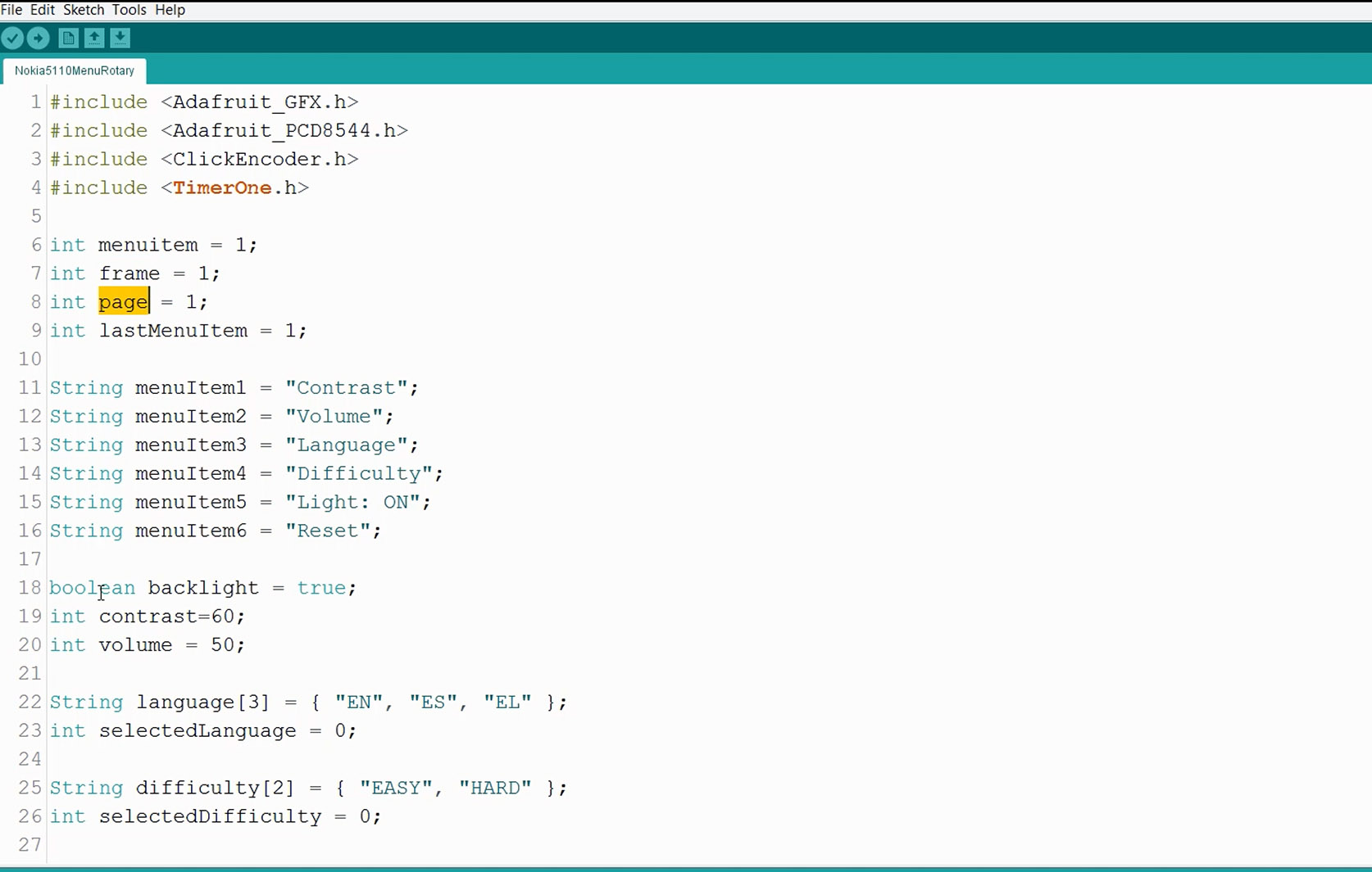 Arduino Menu on a Nokia 5110 Lcd Using a Rotary Encoder : 6 Steps (with ...