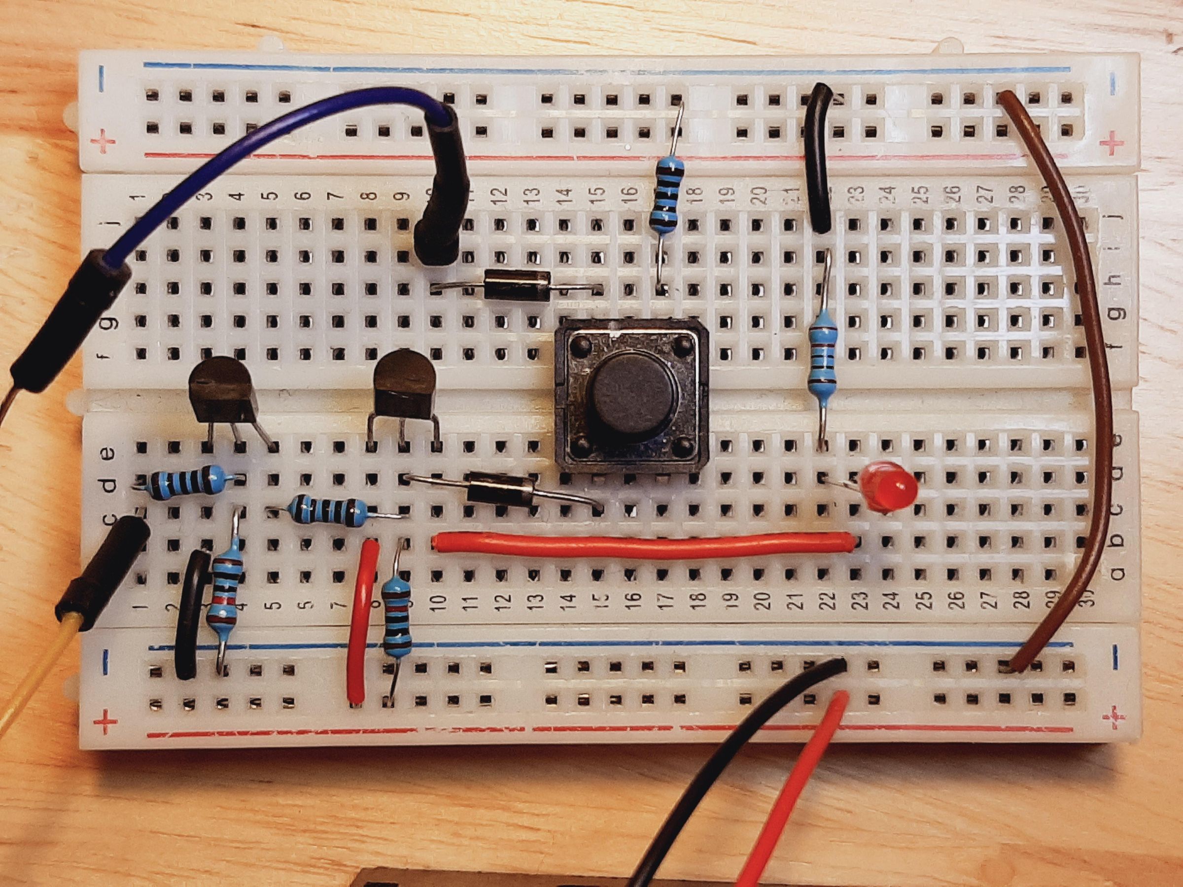 Bipolar Junctional Transistor (BJT) Latching Pushbutton On/Off Circuit ...