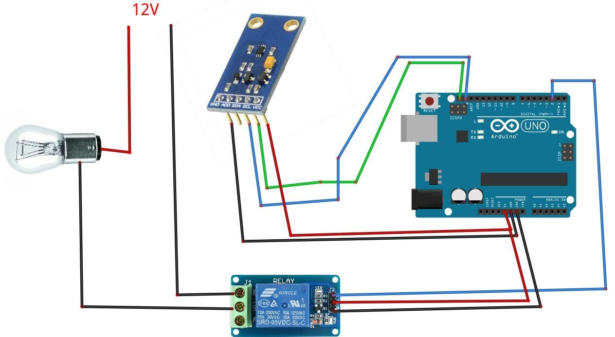 Darkness Sensor and Relay to Turn the 12V Light Bulb ON/OFF Using ...