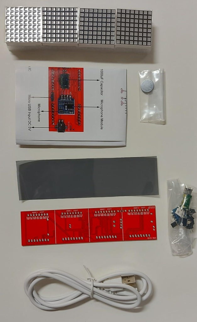 Green Led Dot Matrix Electronic Clock With Music Spectrum Display Soldering Project 20 Steps
