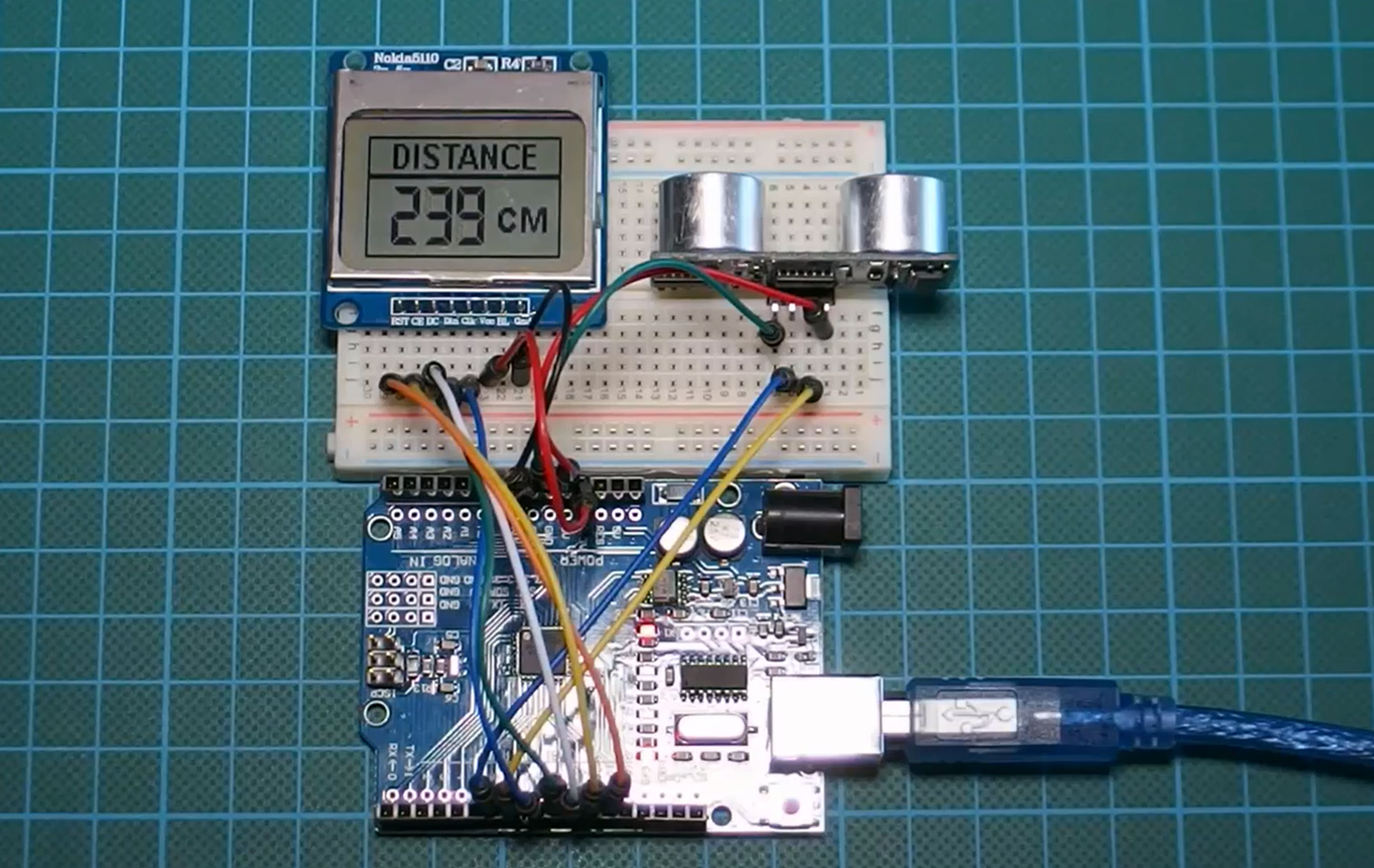 DIY Distance Meter With Arduino and a Nokia 5110 Display : 6 Steps ...