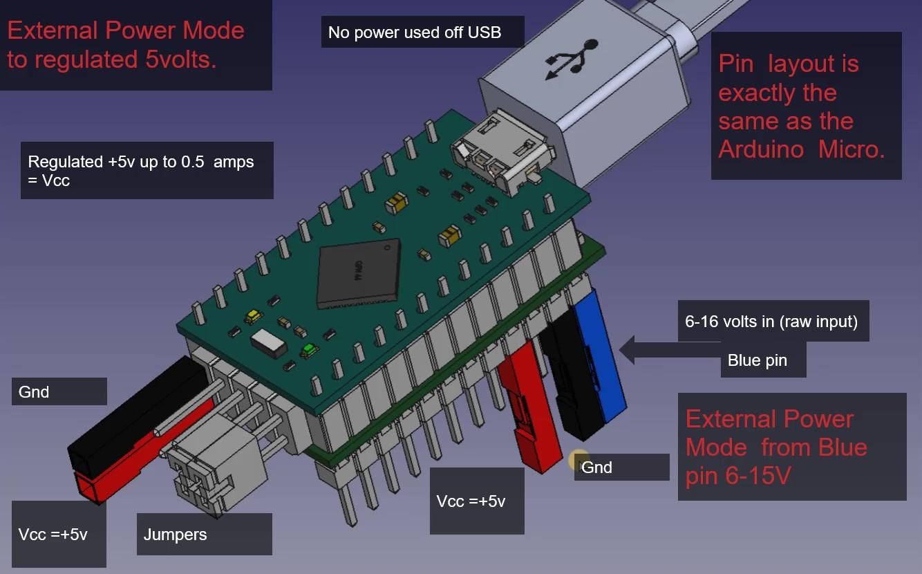 Arduino Pro Micro. Regulator Removed. 6 Modes. Two High Current ...
