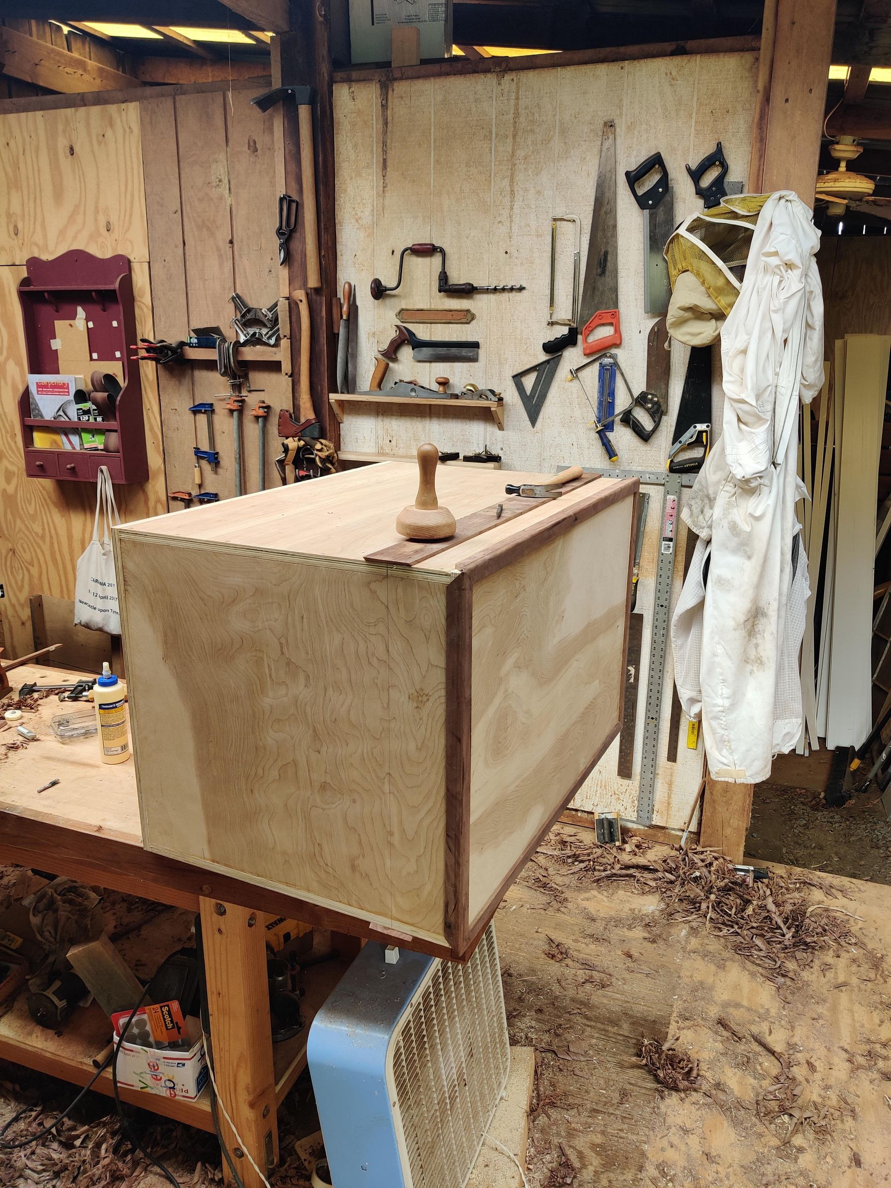 No-waste Plywood Trunk With Lid Storage and Walnut Trim : 16 Steps ...