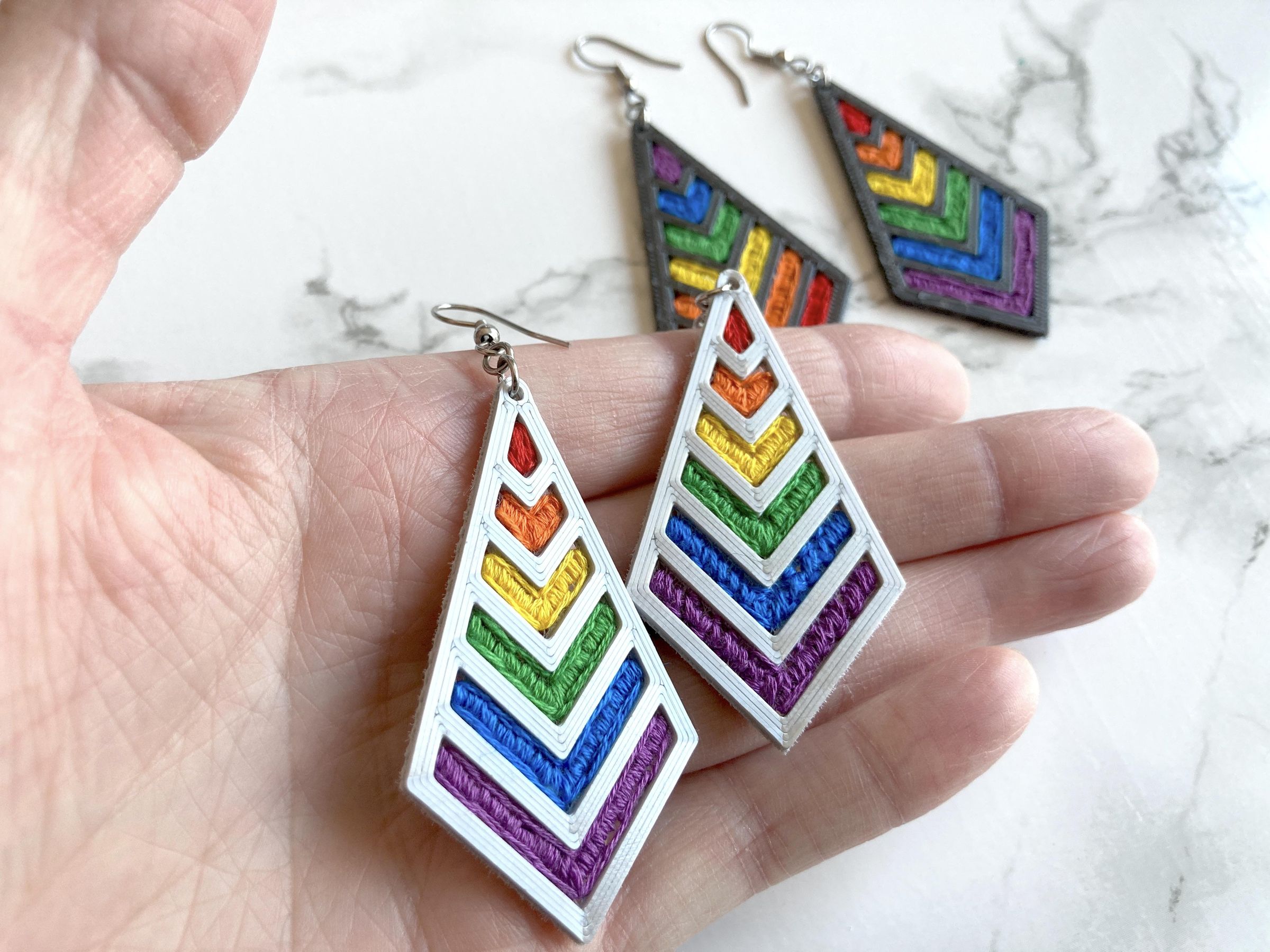 Simple Embroidered Earrings With 3D Printed Frames : 4 Steps (with ...