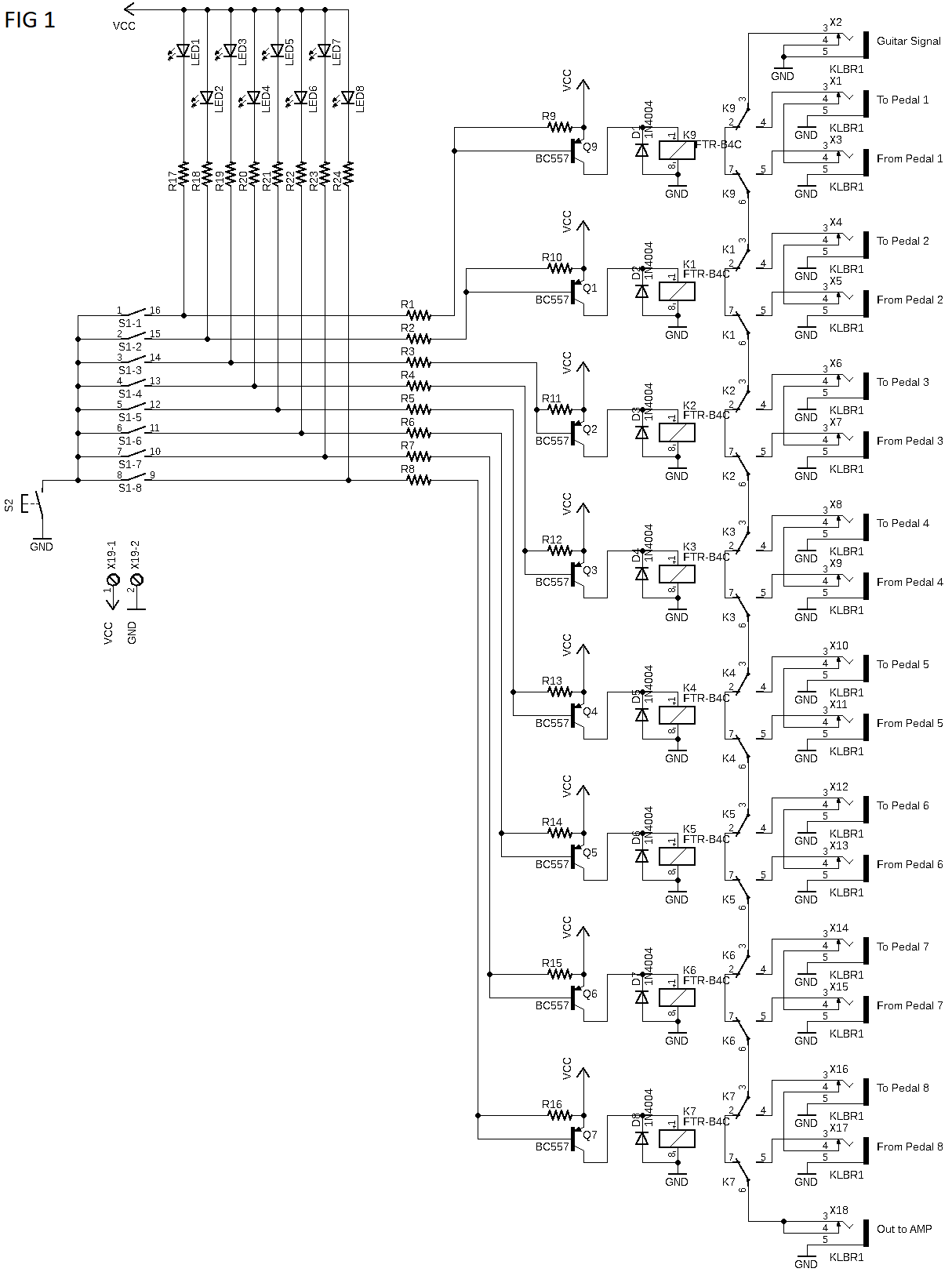 Programmable True Bypass Guitar Effect Looper Station Using Dip ...