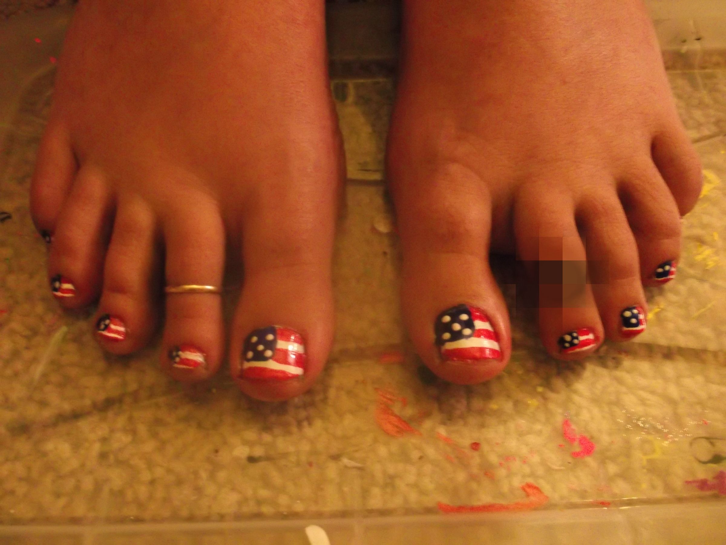 American Flag Toe Nail Design