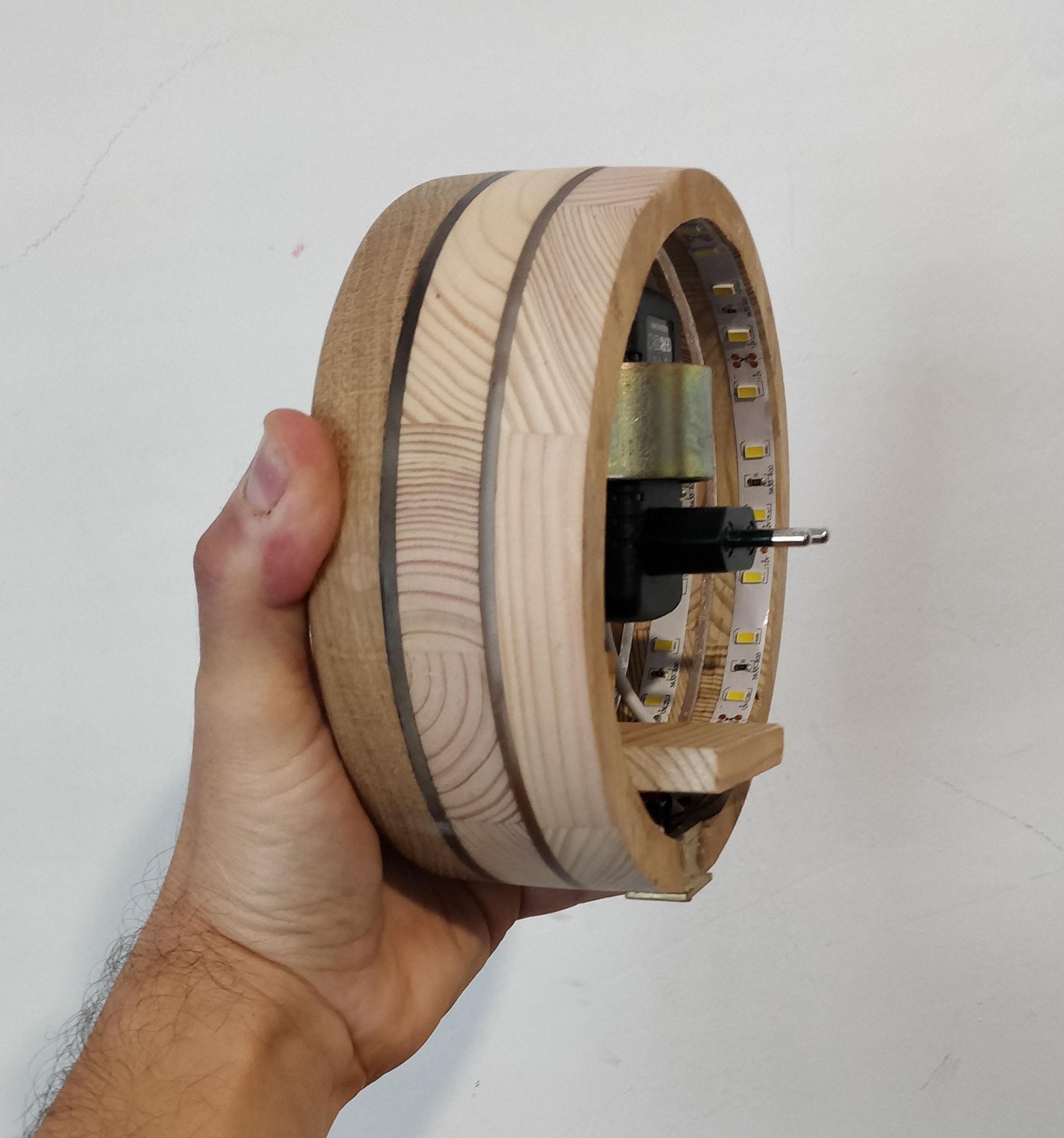 Plug-in Round Wood Wall LED Lamp | Portable Circle Socket Plug Night ...