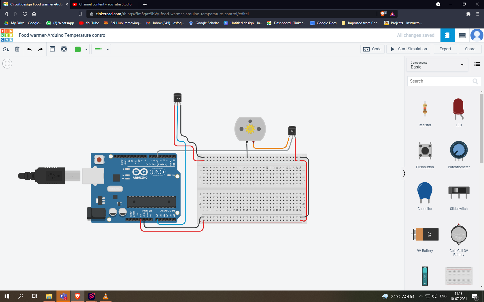 Temperature Controlled DC Motor | Arduino TINKERCAD : 4 Steps ...